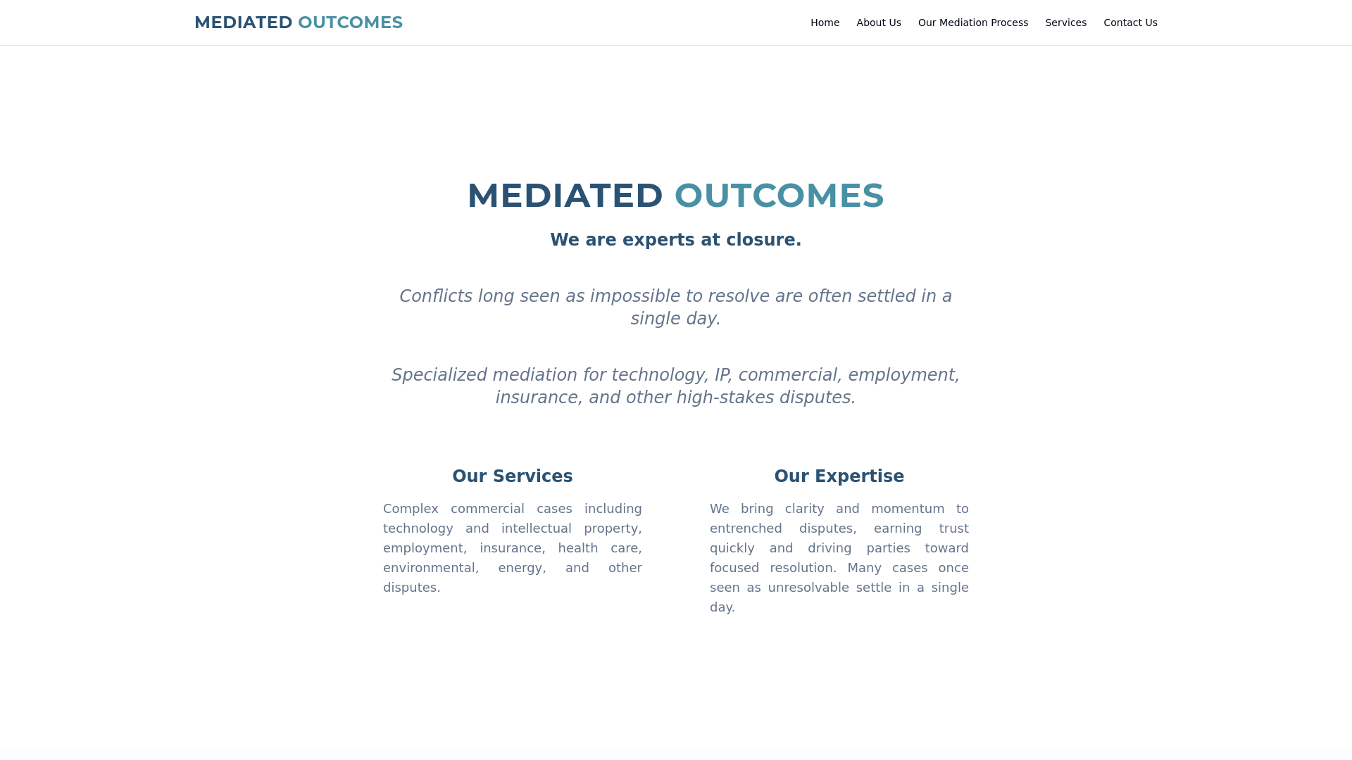 Mediated Outcomes - Expert Mediation Services