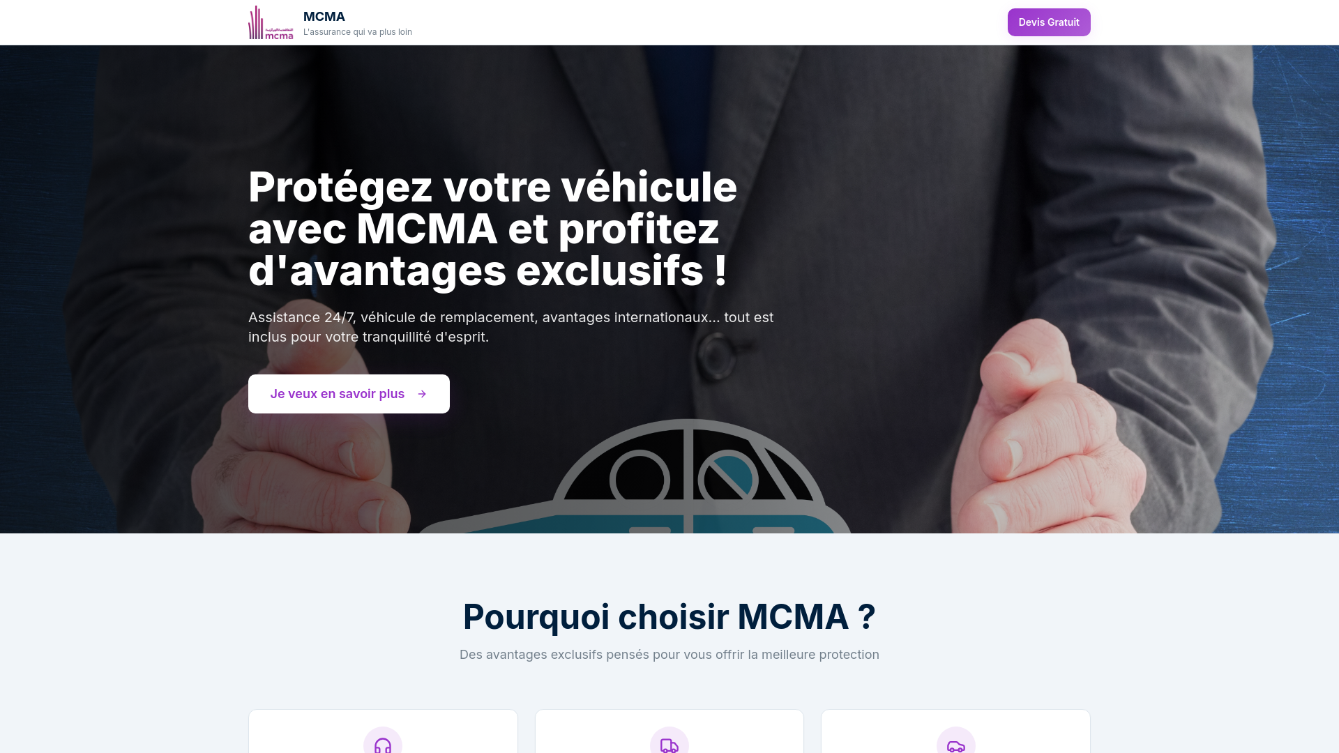 MCMA Assurance Auto Maroc | Devis Gratuit & Assistance 24/7