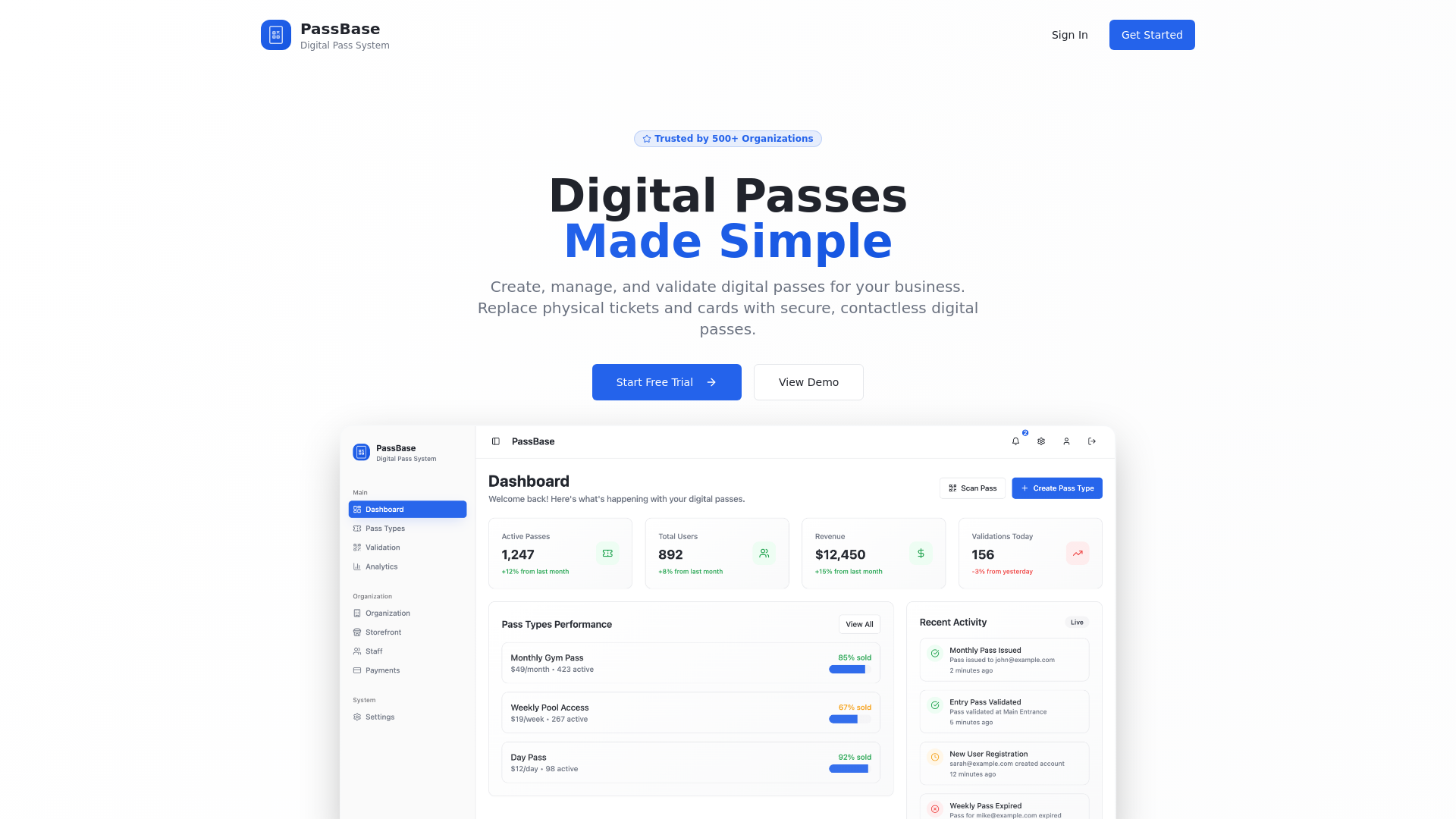 PassBase - Digital Pass Management Platform