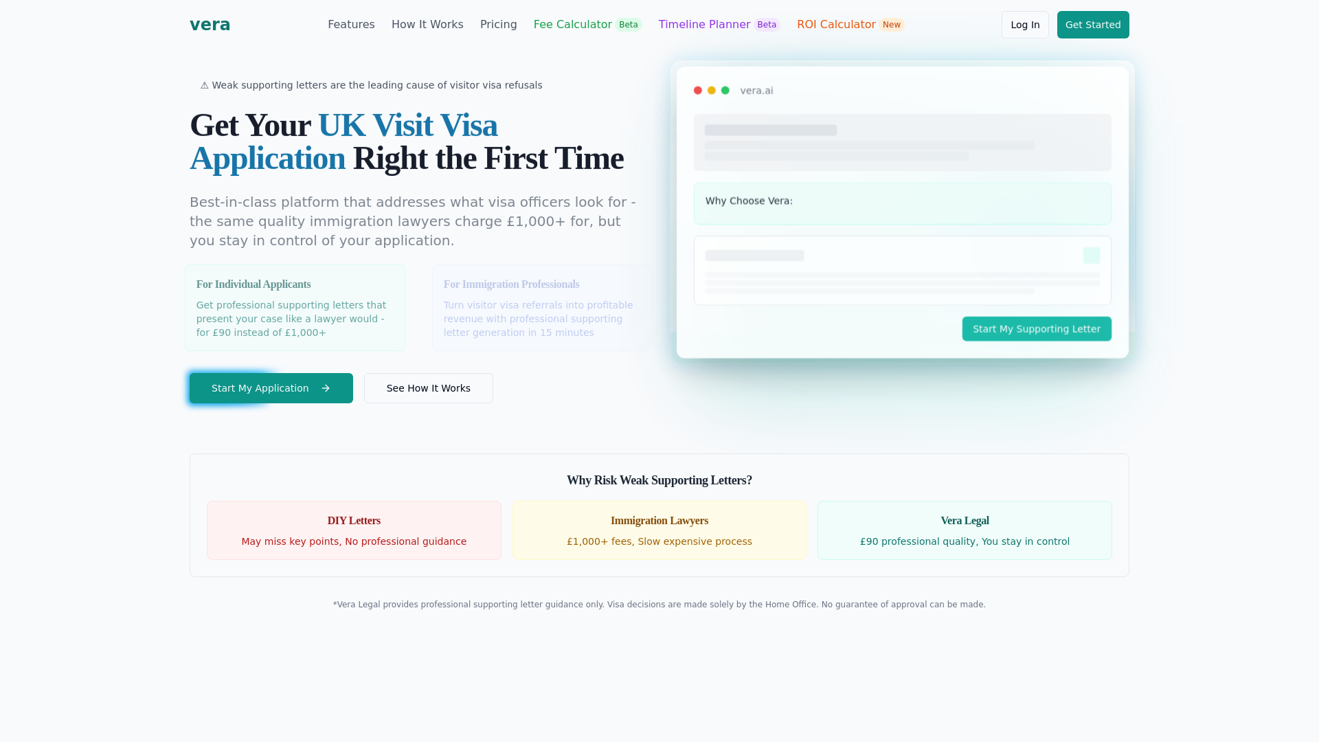 Vera Legal - AI-Powered UK Visa Cover Letters | Immigration Services
