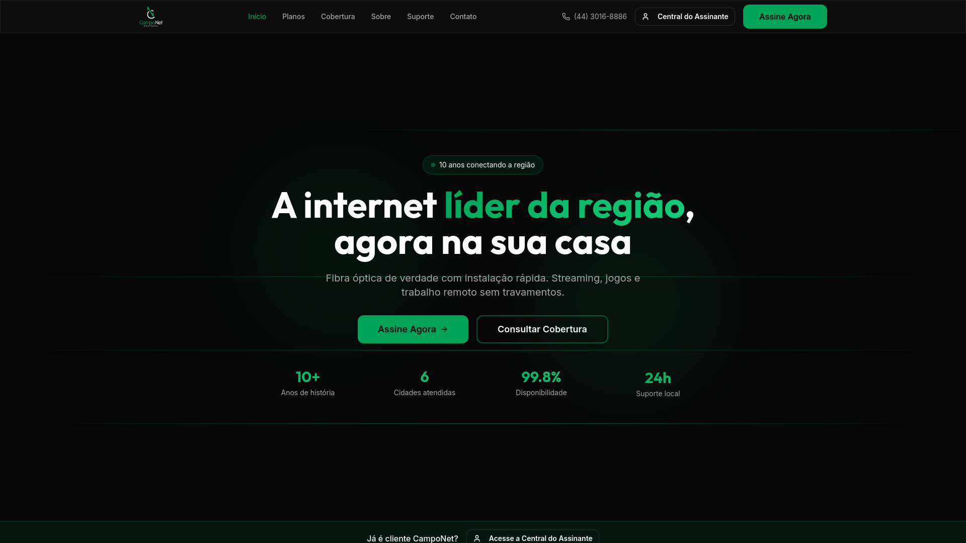 CampoNet - Internet Fibra Óptica | Líder Regional em Banda Larga