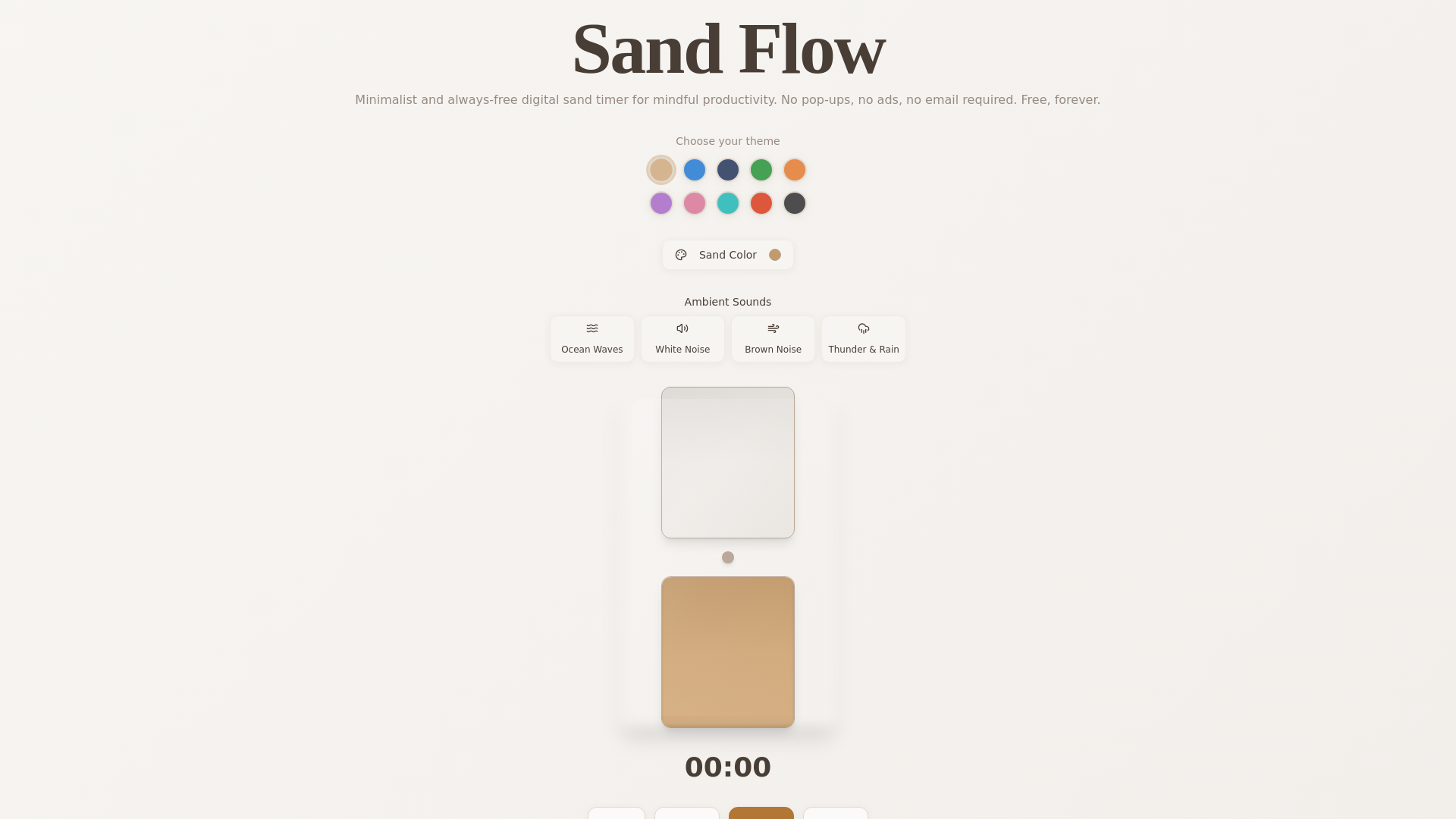 SandFlow - Digital Sand Timer for Mindful Productivity