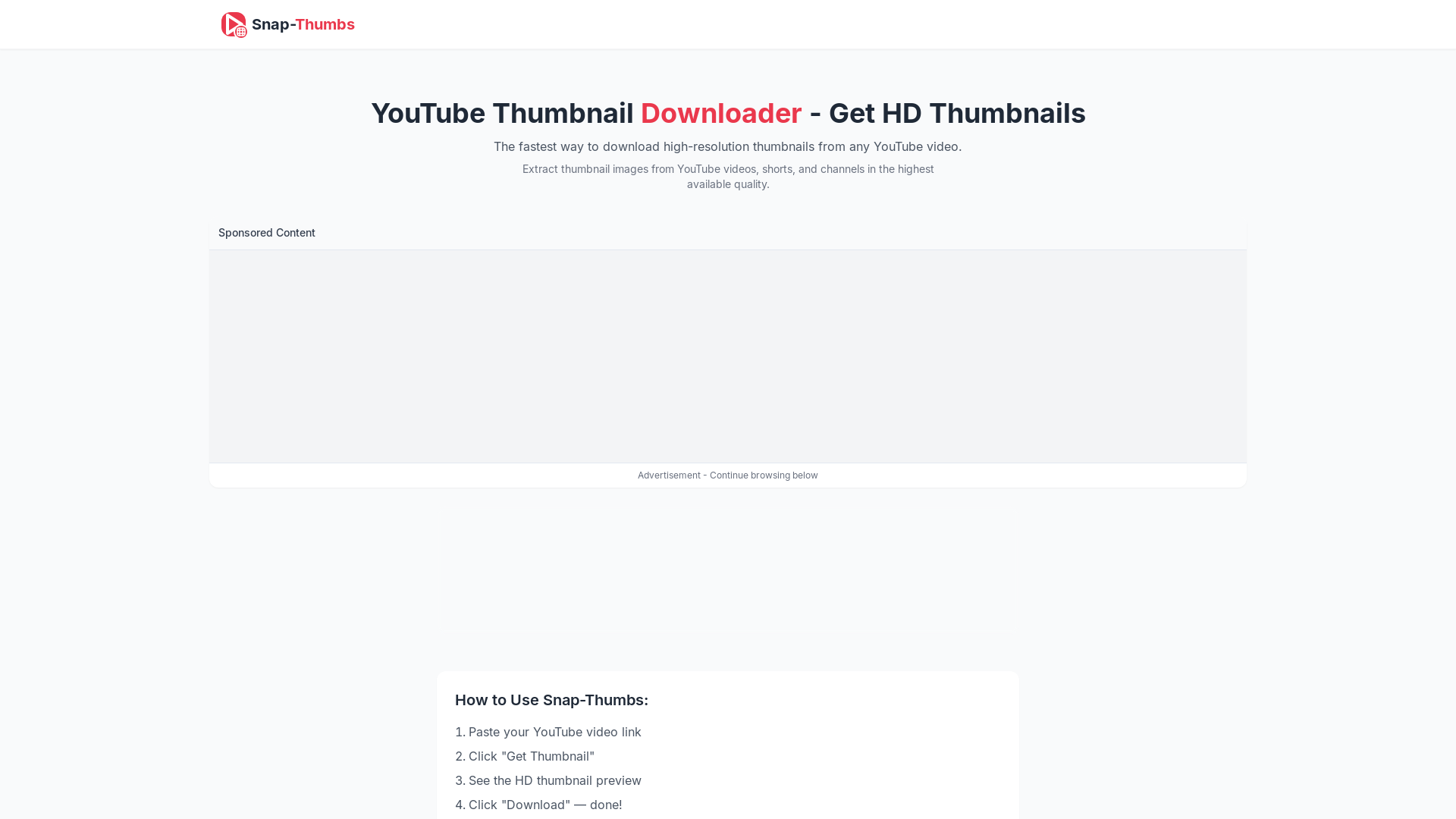 YouTube Thumbnail Downloader - Download HD Thumbnails Easily | SnapThumbs