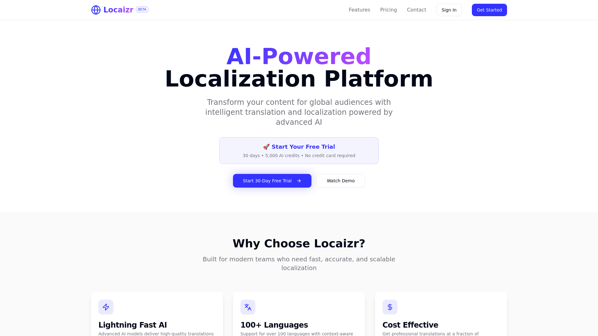 Locaizr - AI-Powered Localization Platform