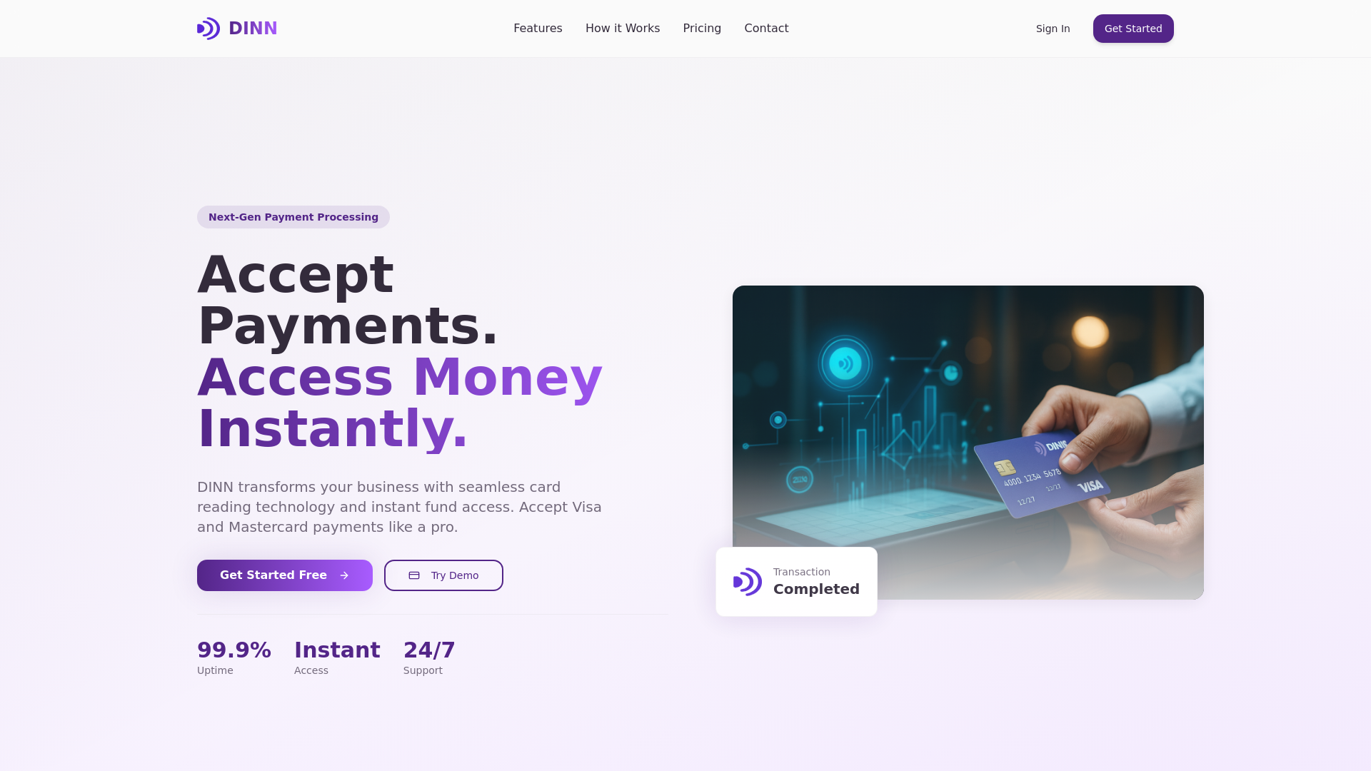 DINN - Next-Gen Payment Processing | Instant Fund Access