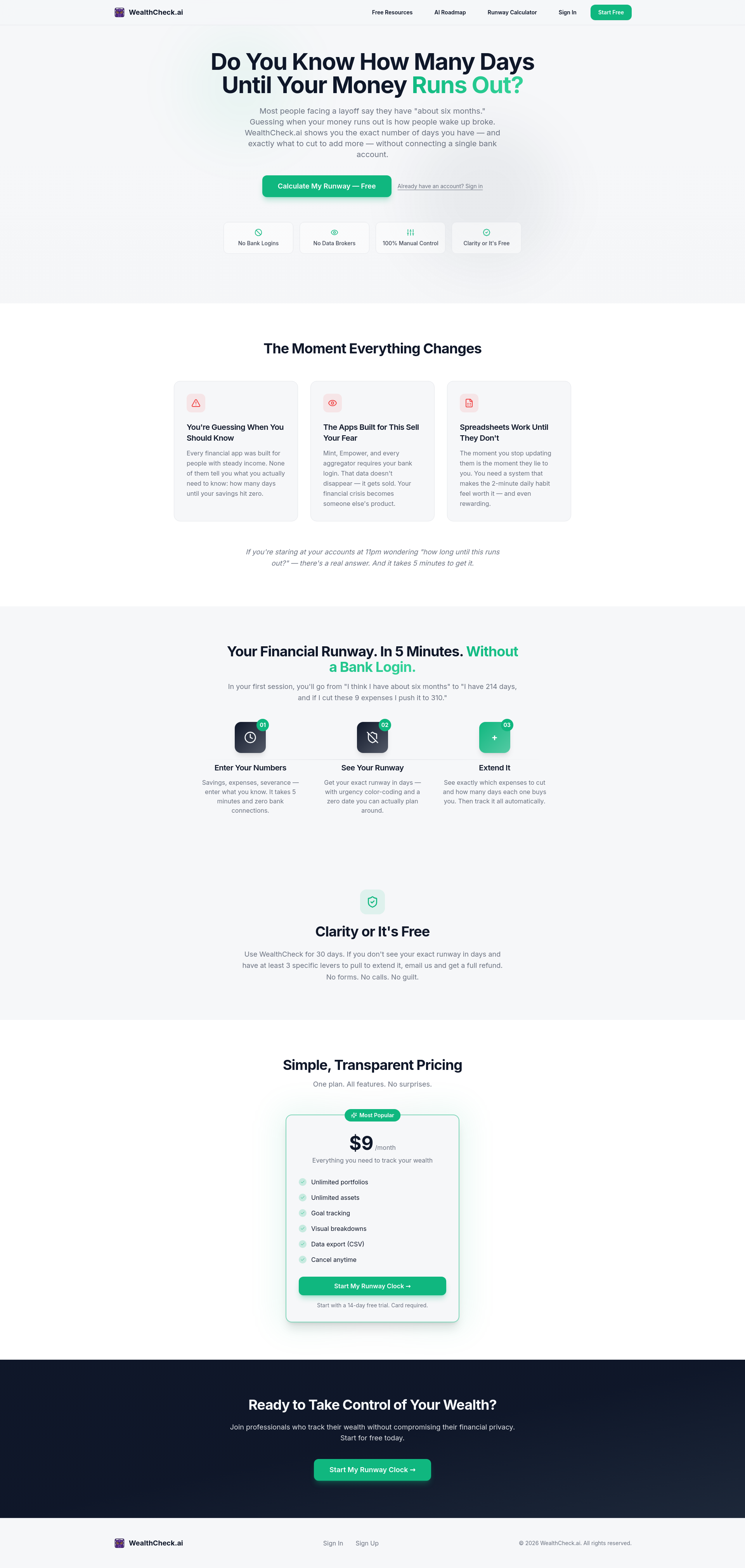 WealthCheck.ai — Privacy-First Wealth Tracking