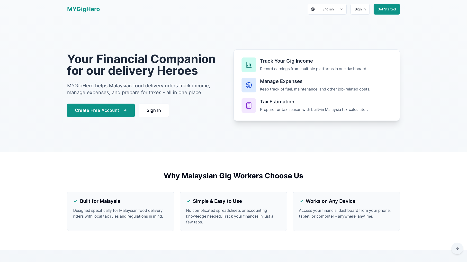 MYGigHero - Finance App for Malaysian Gig Riders