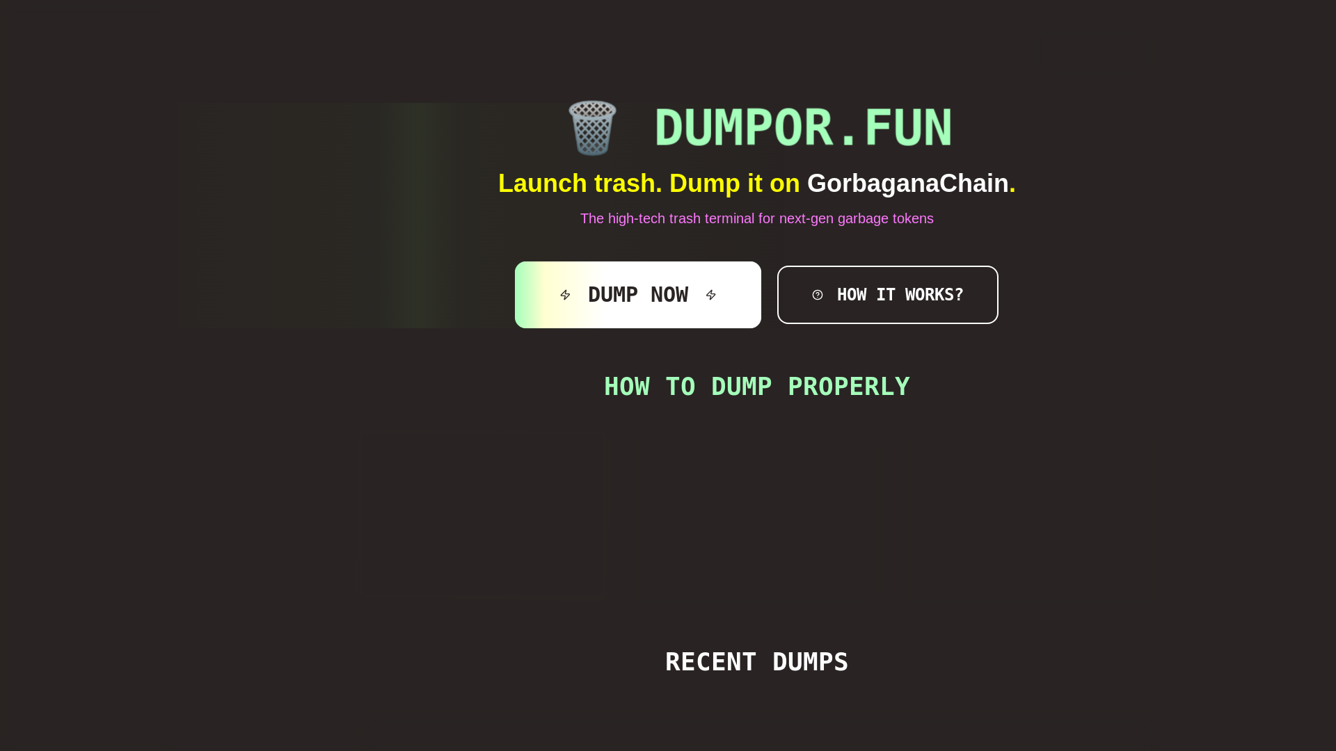 Dumpor.Fun - Deploy Trash Tokens on GorbaganaChain