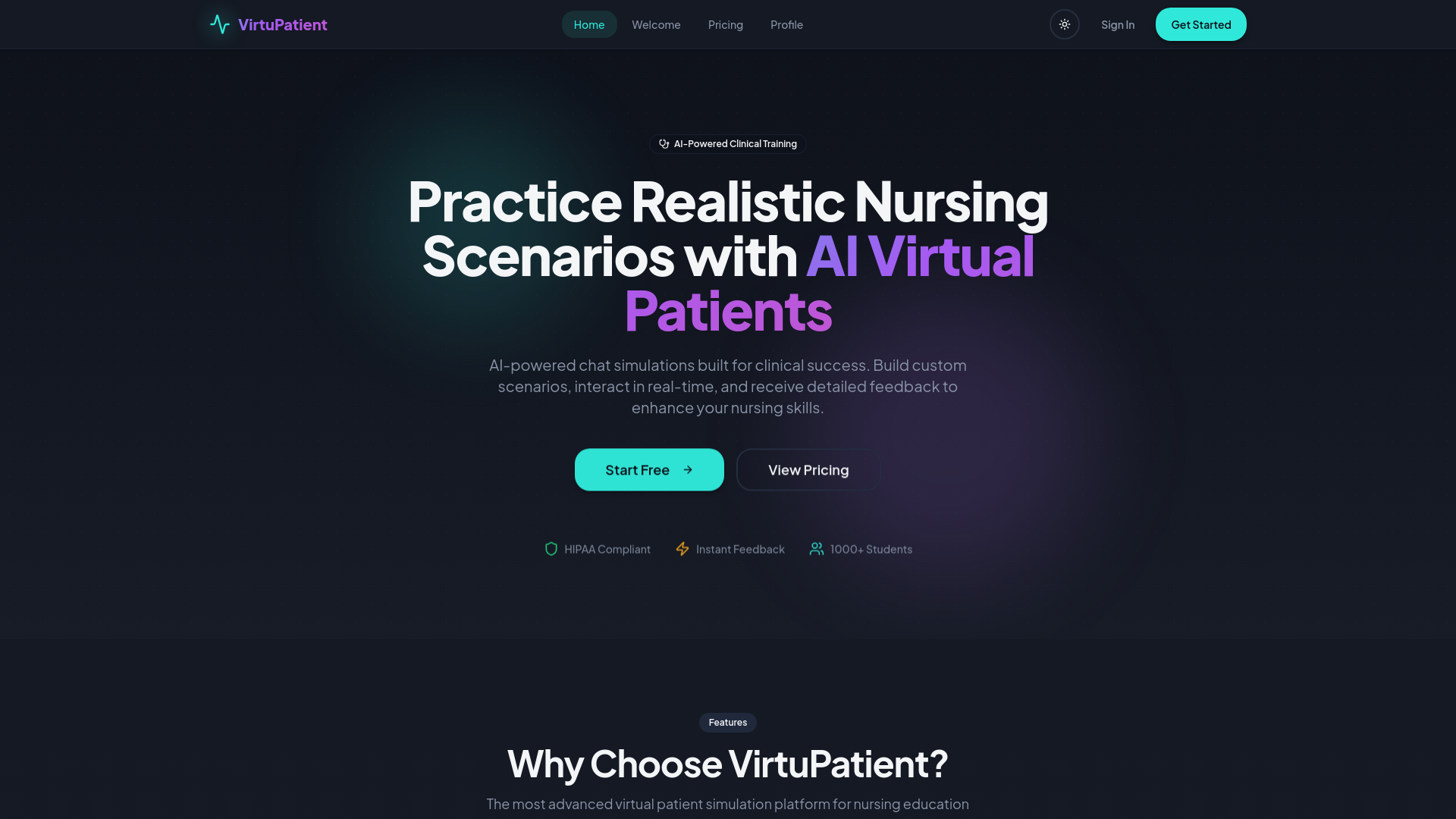 VirtuPatient – AI-Powered Virtual Nursing Clinical Scenarios