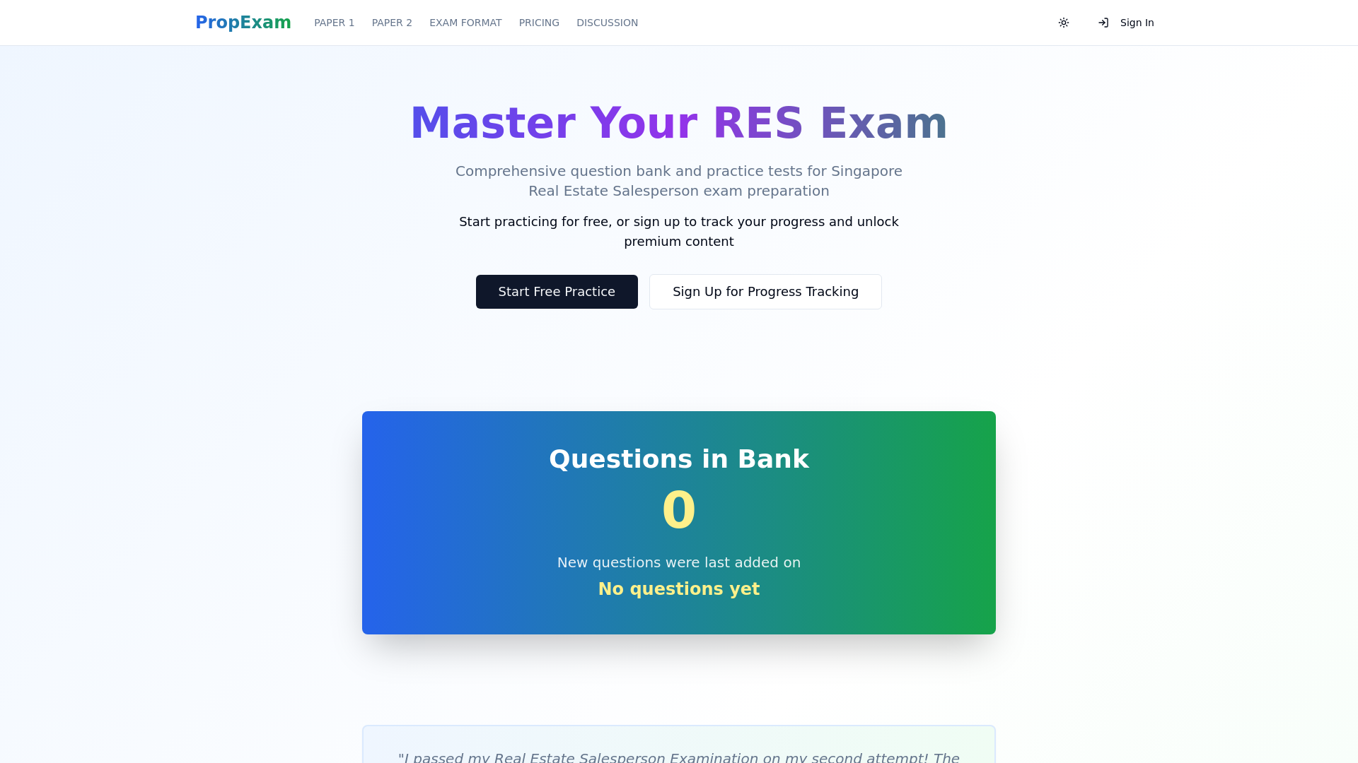 PropExam - Singapore RES Exam Preparation Platform