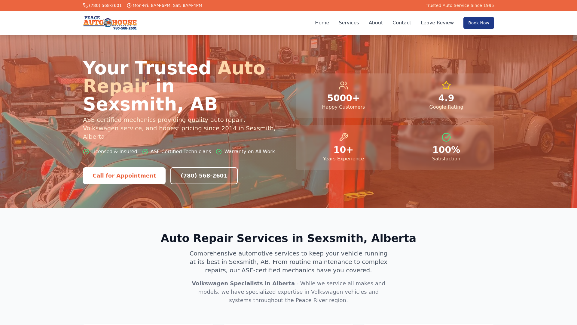 Peace Auto House - Auto Repair Sexsmith AB | ASE Certified Mechanic