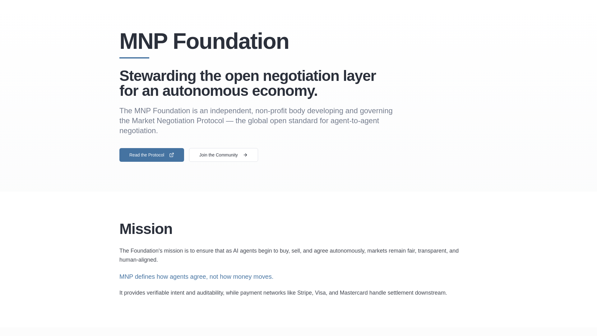 MNP Foundation - Market Negotiation Protocol