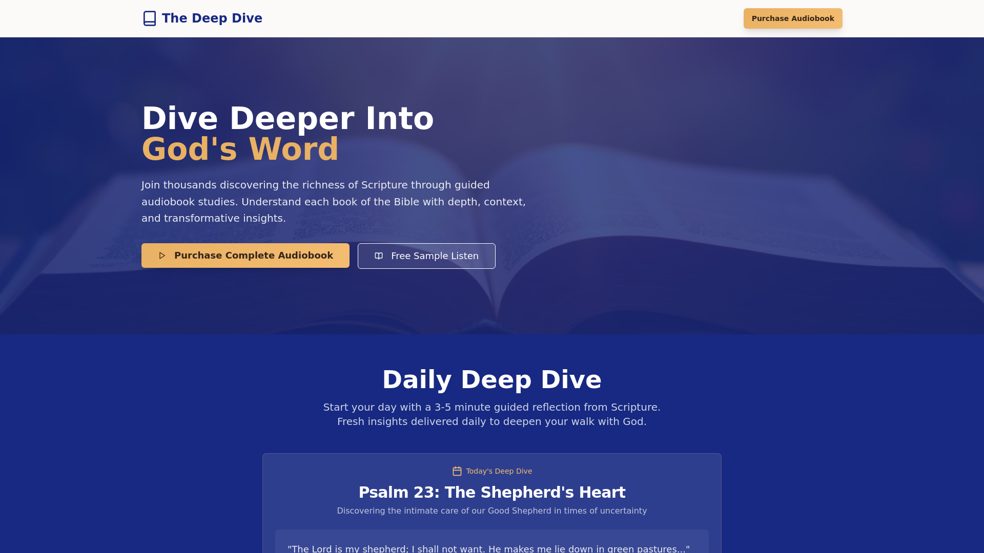 The Deep Dive - Understanding Scripture Deeper