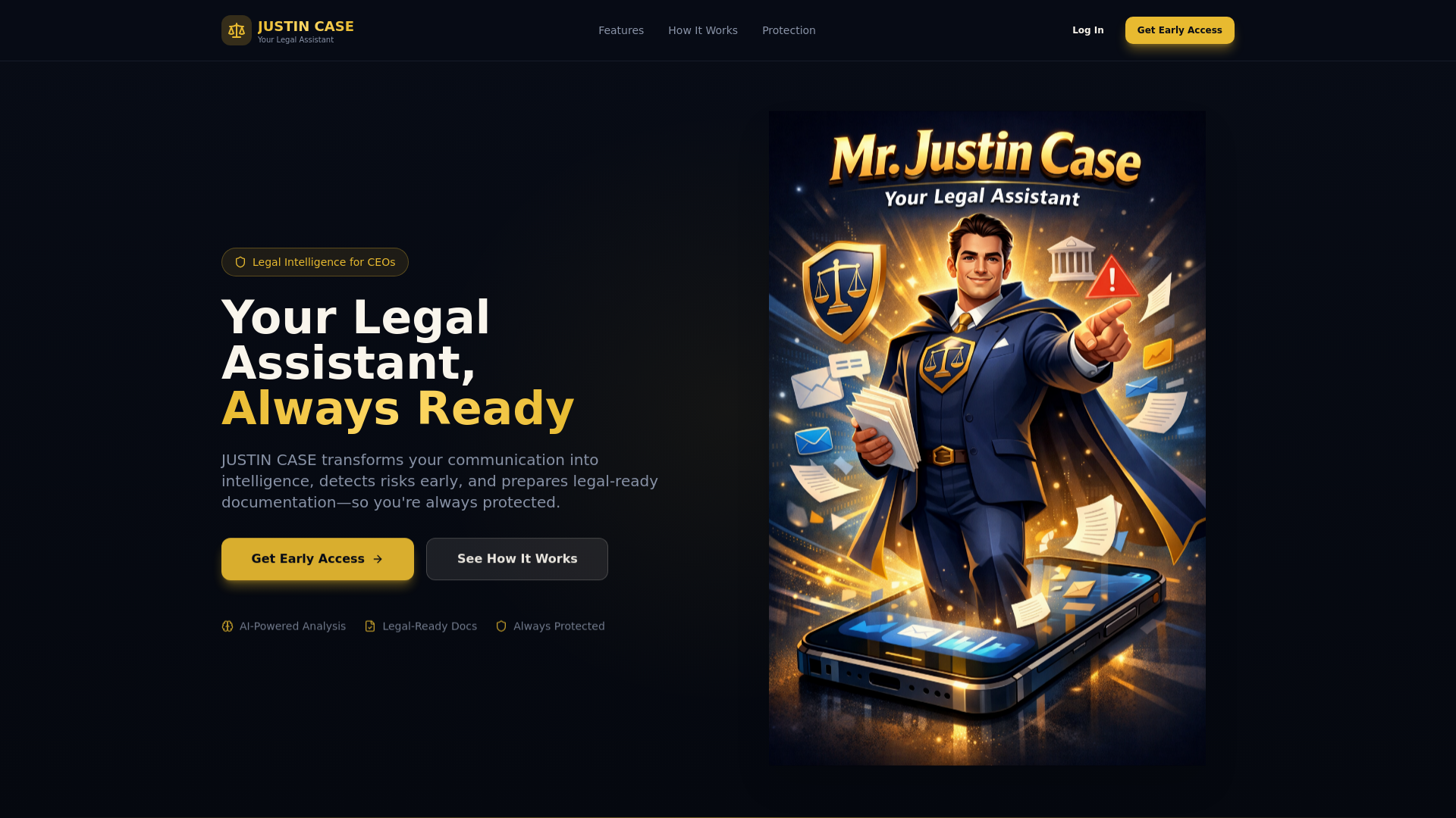 JUSTIN CASE - Your Legal Assistant | AI-Powered Legal Intelligence for CEOs