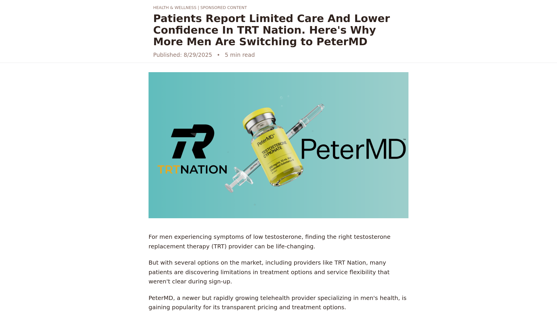 PeterMD vs TRT Nation: Why Thousands Are Switching to PeterMD for ...