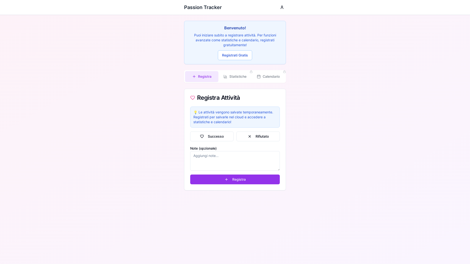 Passion Tracker - App Personale per il Benessere Intimo