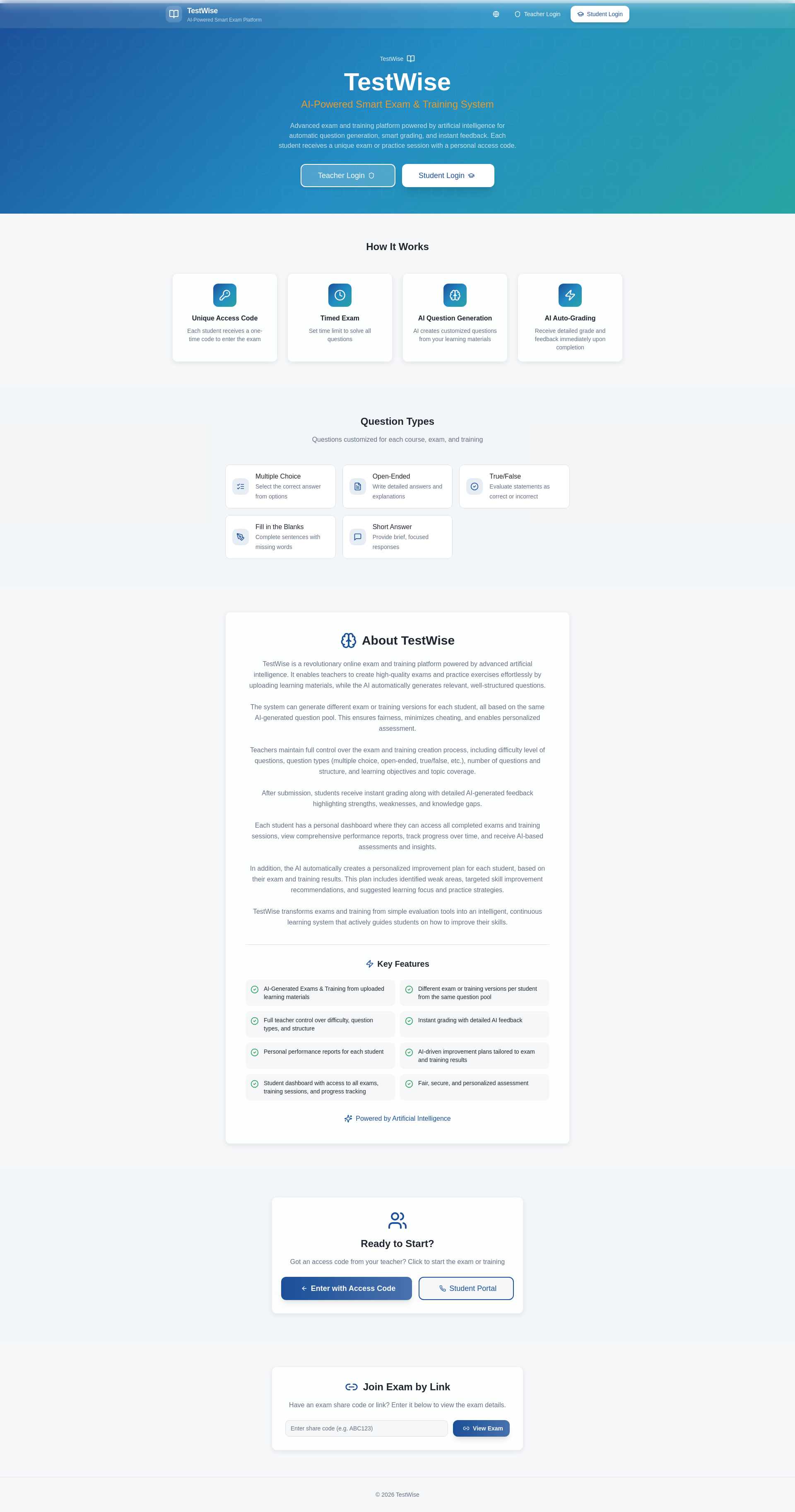 TestWise - Online Exam & Training System