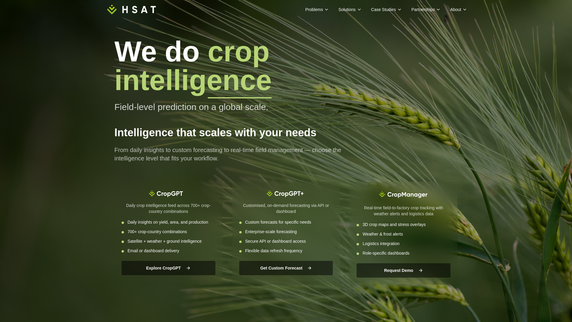 HSAT - Crop Intelligence. Field-level prediction on a global scale.
