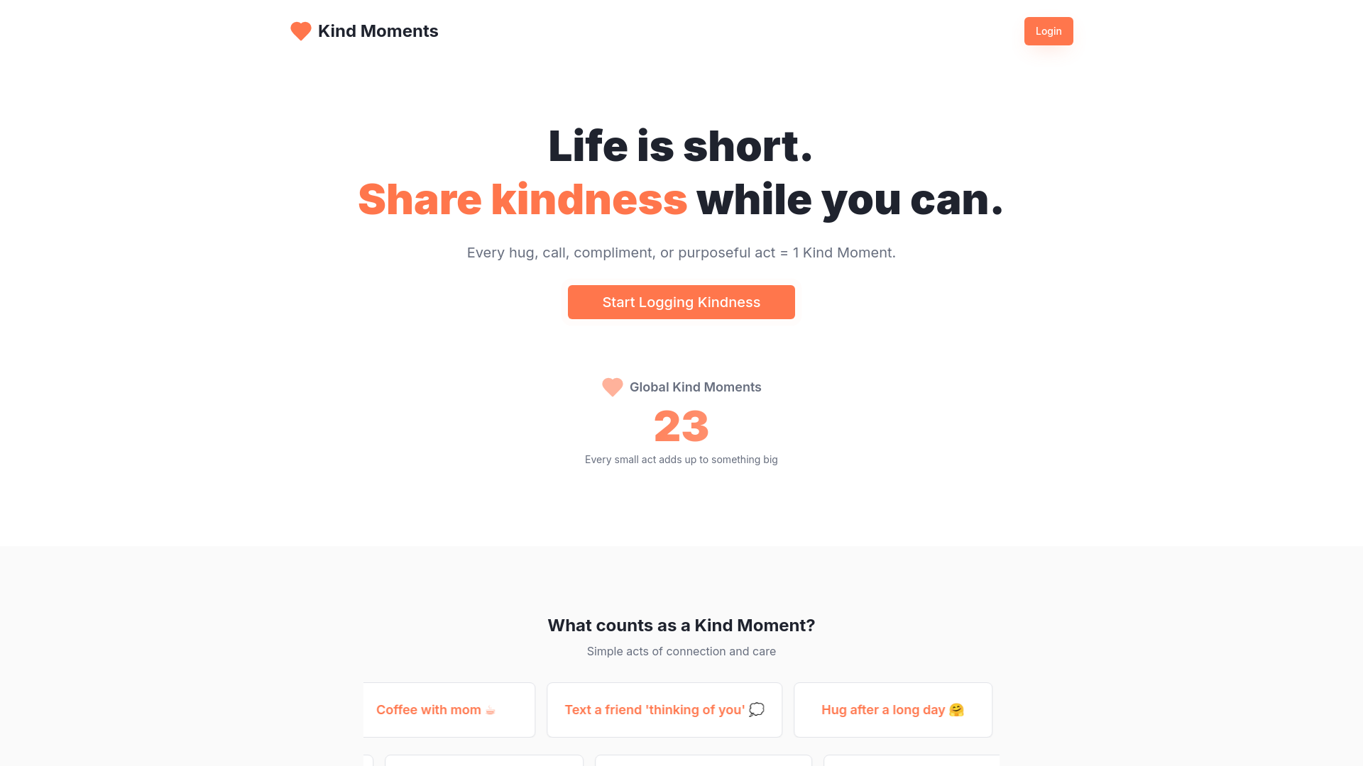 Kind Moments - Life is short. Share kindness while you can.