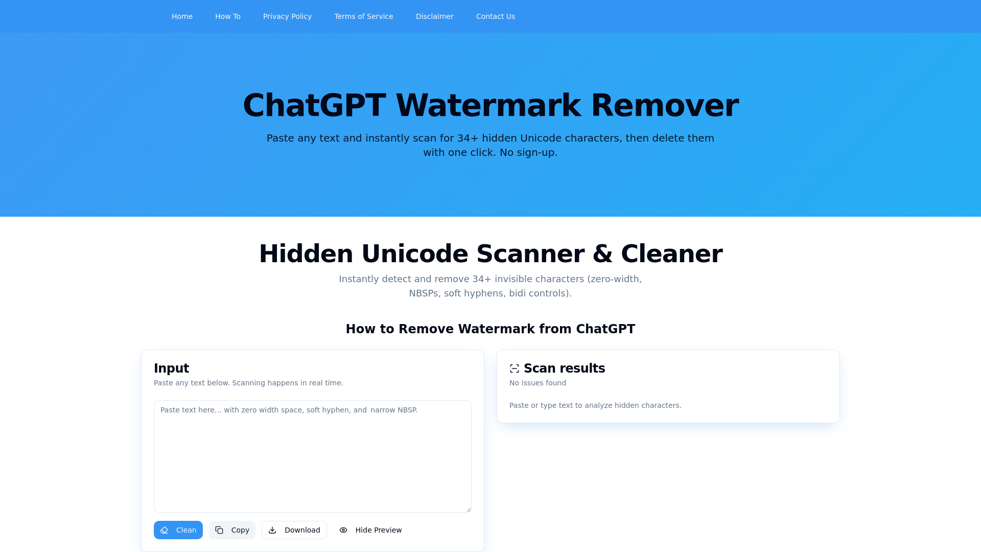 ChatGPT Watermark Remover | Hidden Unicode Cleaner