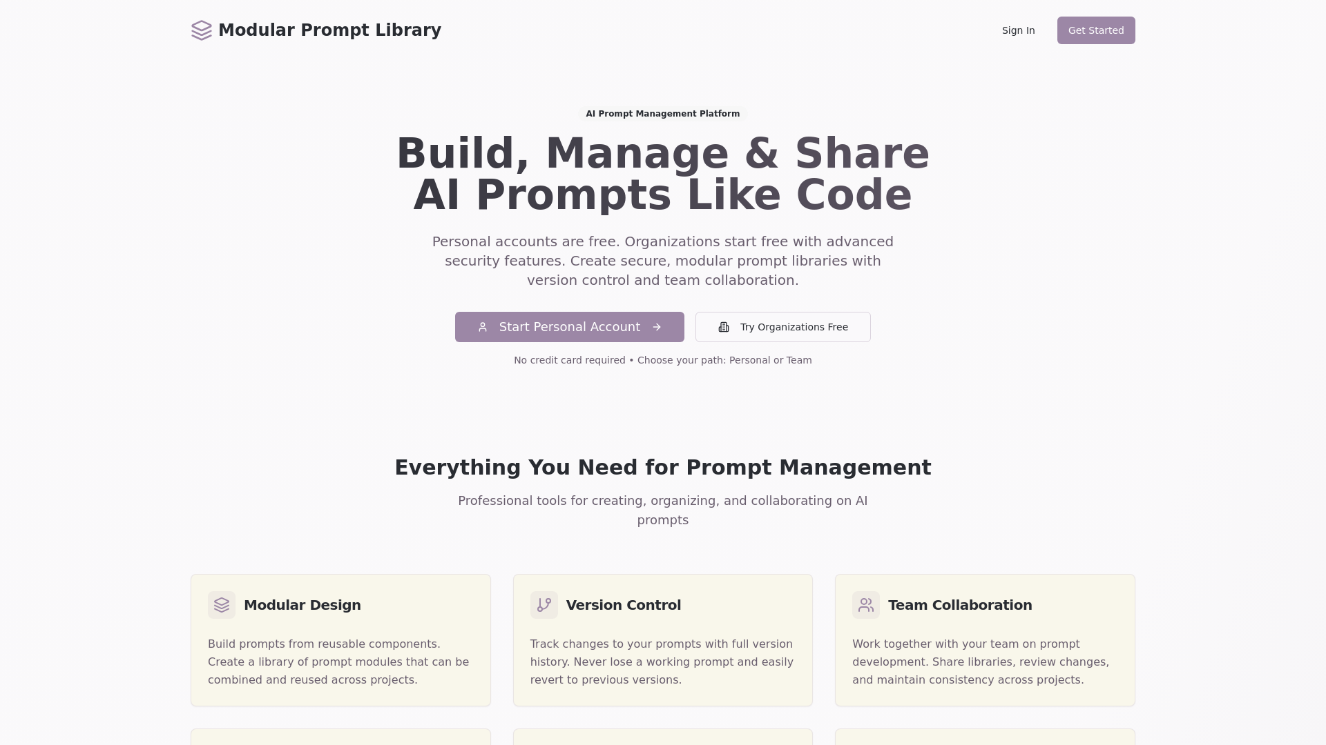 Modular Prompt Library - AI Prompt Management Tool