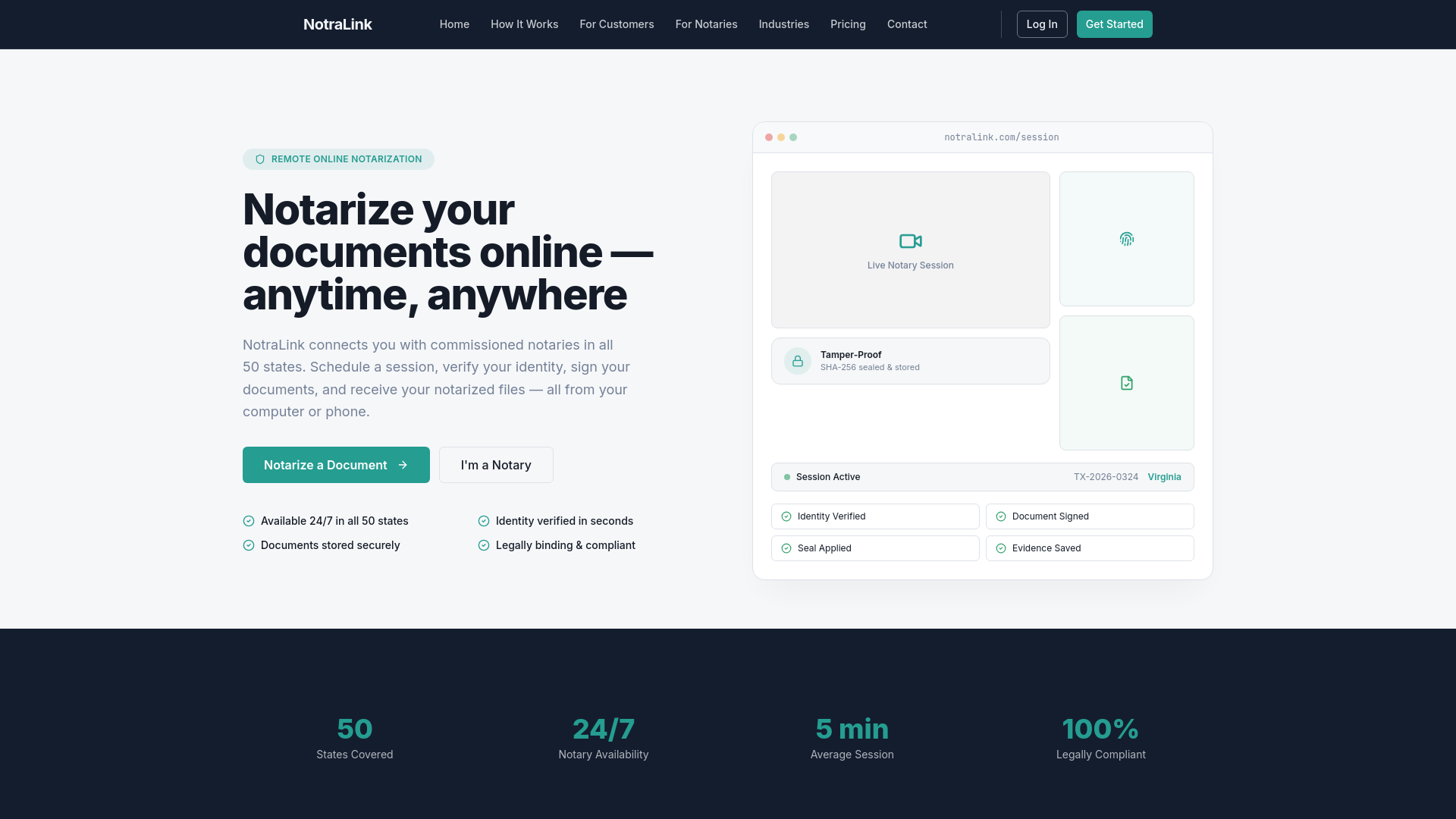 NotraLink — Remote Online Notarization
