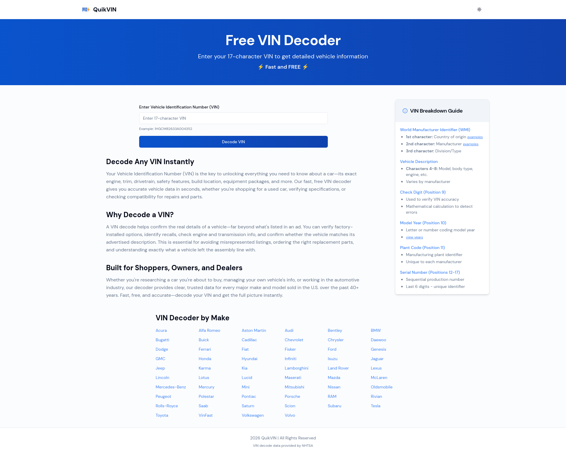 Volvo VIN Decoder | Free Volvo VIN Lookup | QuikVIN