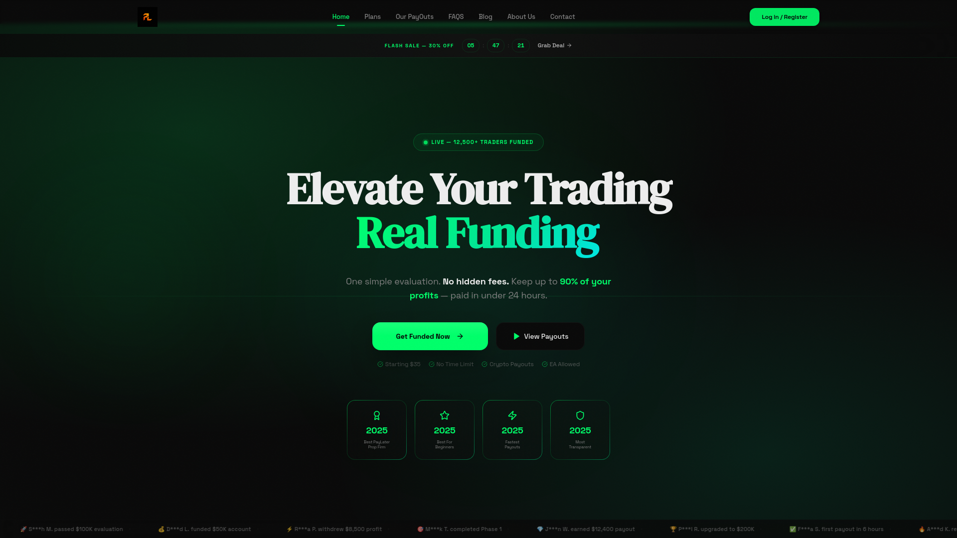 PayLater Funded — Zero Spread Prop Trading