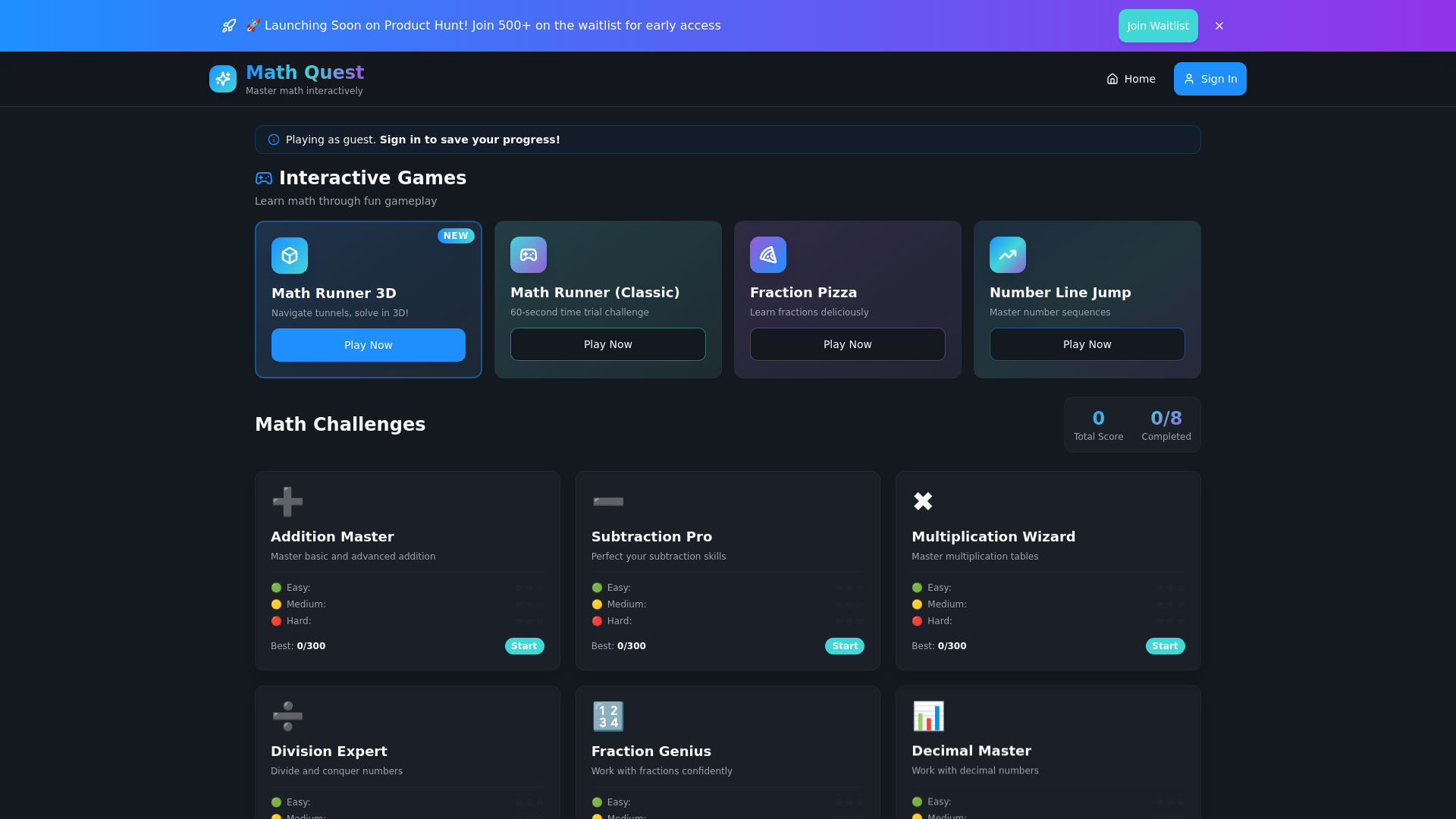 Math Quest - Master Mathematics Through Interactive Challenges