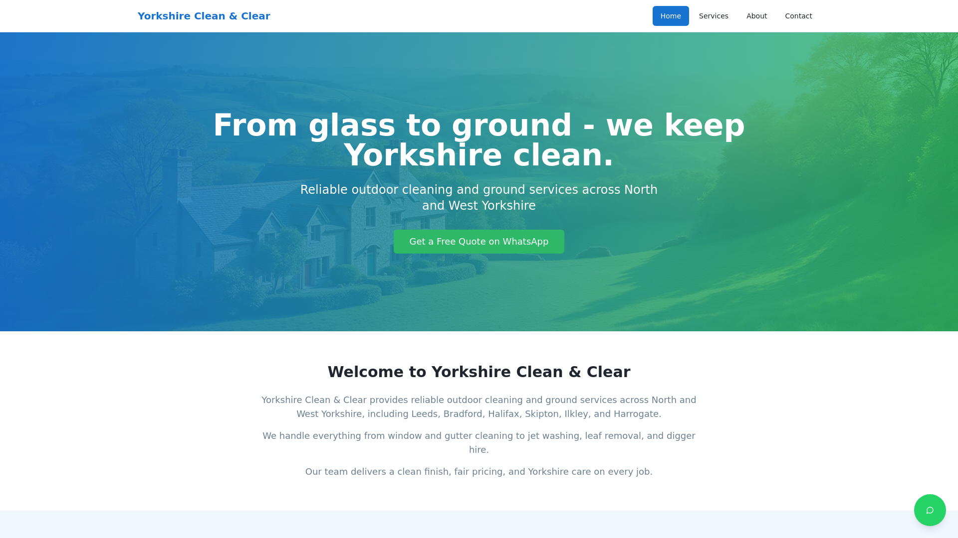 Yorkshire Clean & Clear | Window Cleaning, Jet Washing & Digger Hire
