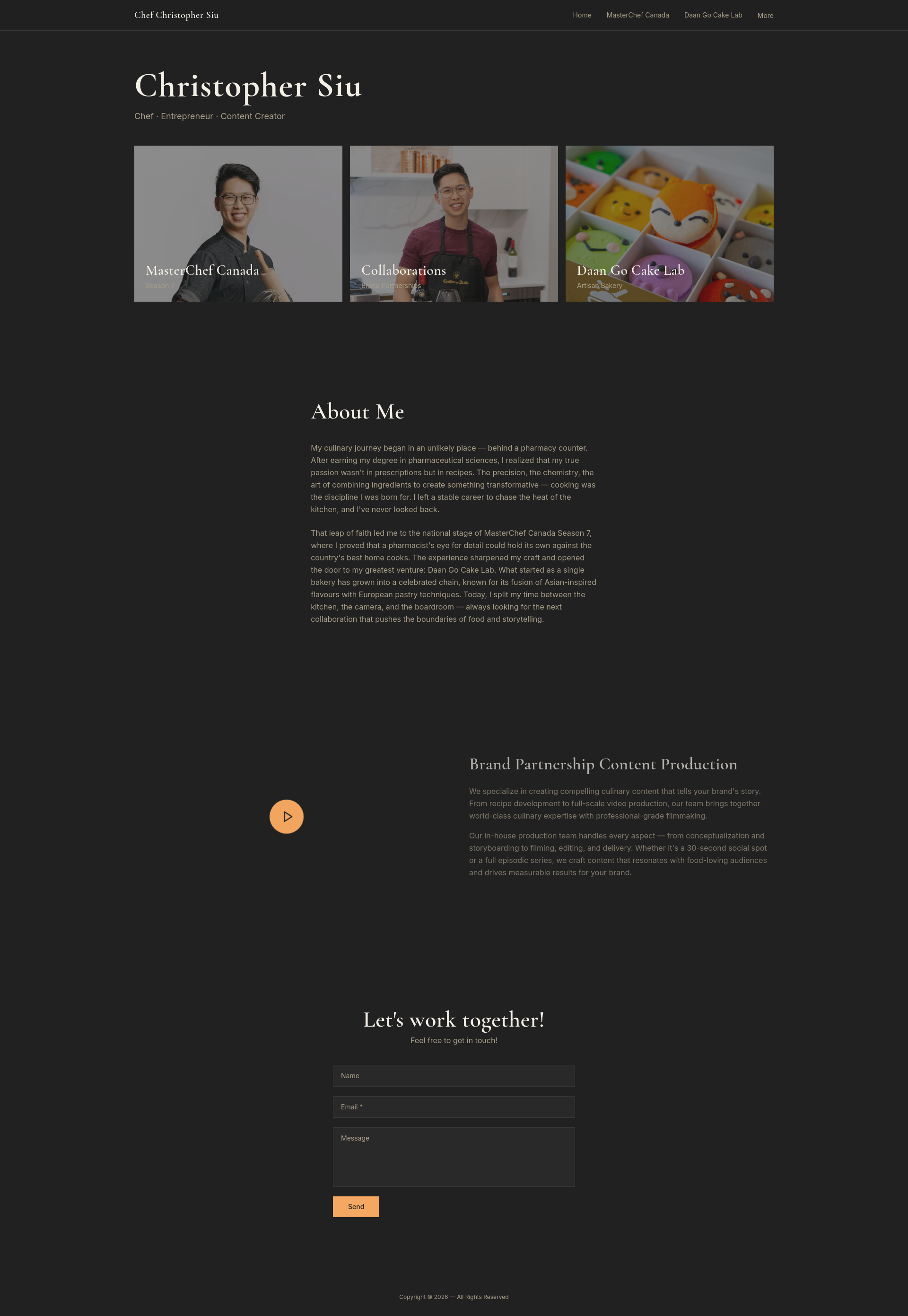 Chef Christopher Siu — Culinary Artist & Content Creator