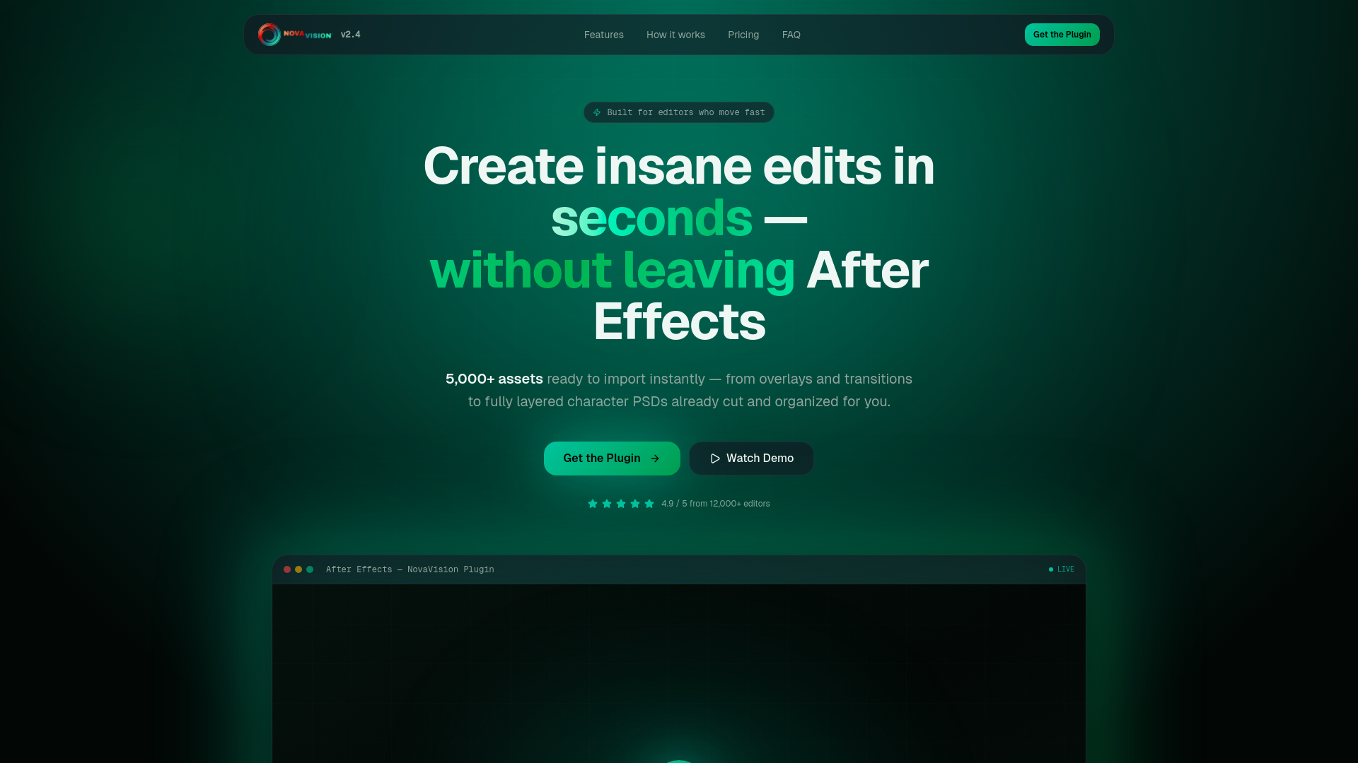 NovaVision Plugin — 2,000+ Assets Inside After Effects