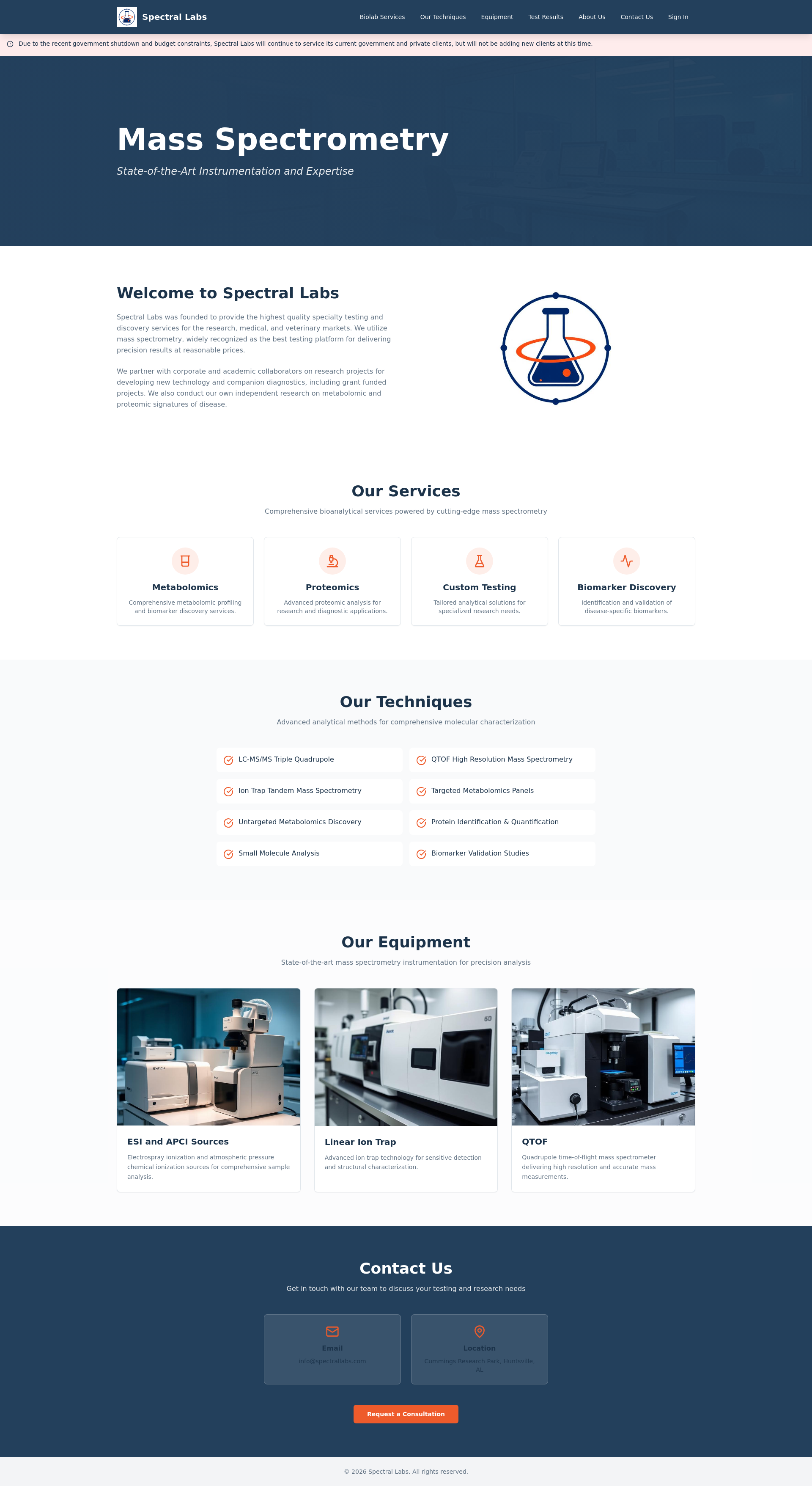Spectral Labs - Mass Spectrometry Services
