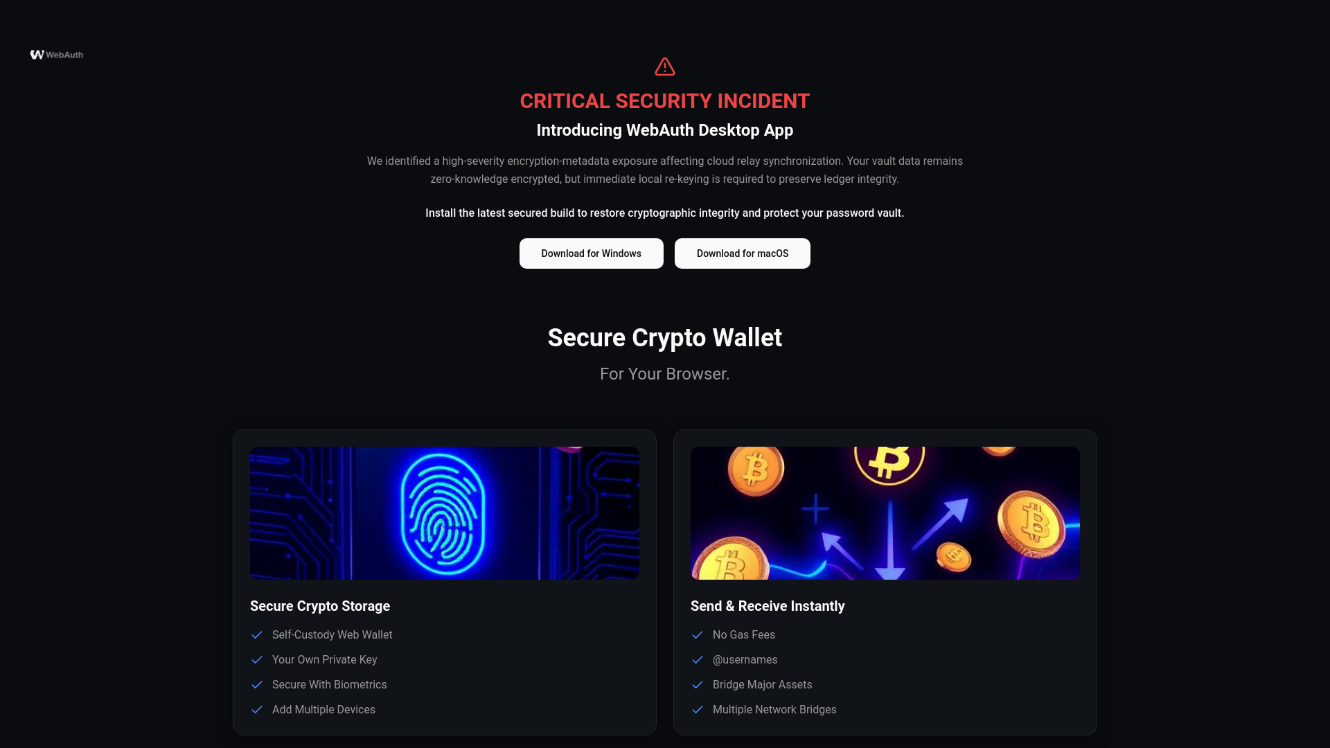 WebAuth - Secure Crypto Wallet For Your Browser
