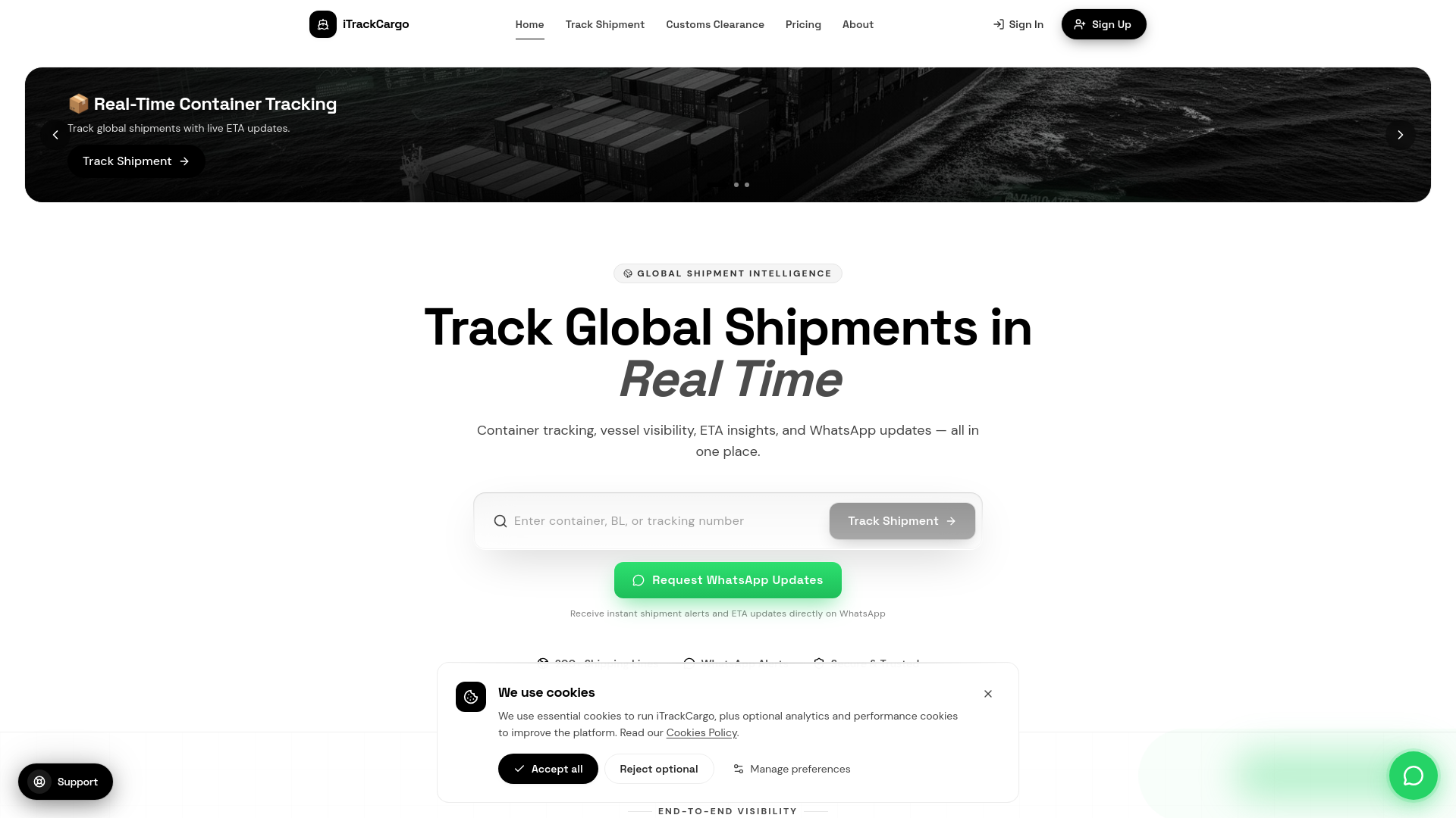 iTrackCargo — Real-time container tracking & WhatsApp alerts