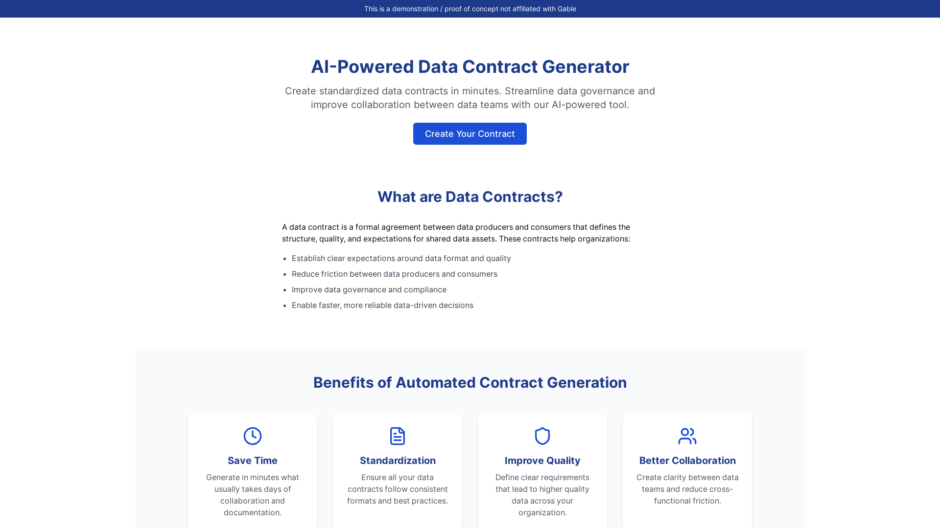 Gable Contract | AI-Driven Data Contract Generator for Data Teams