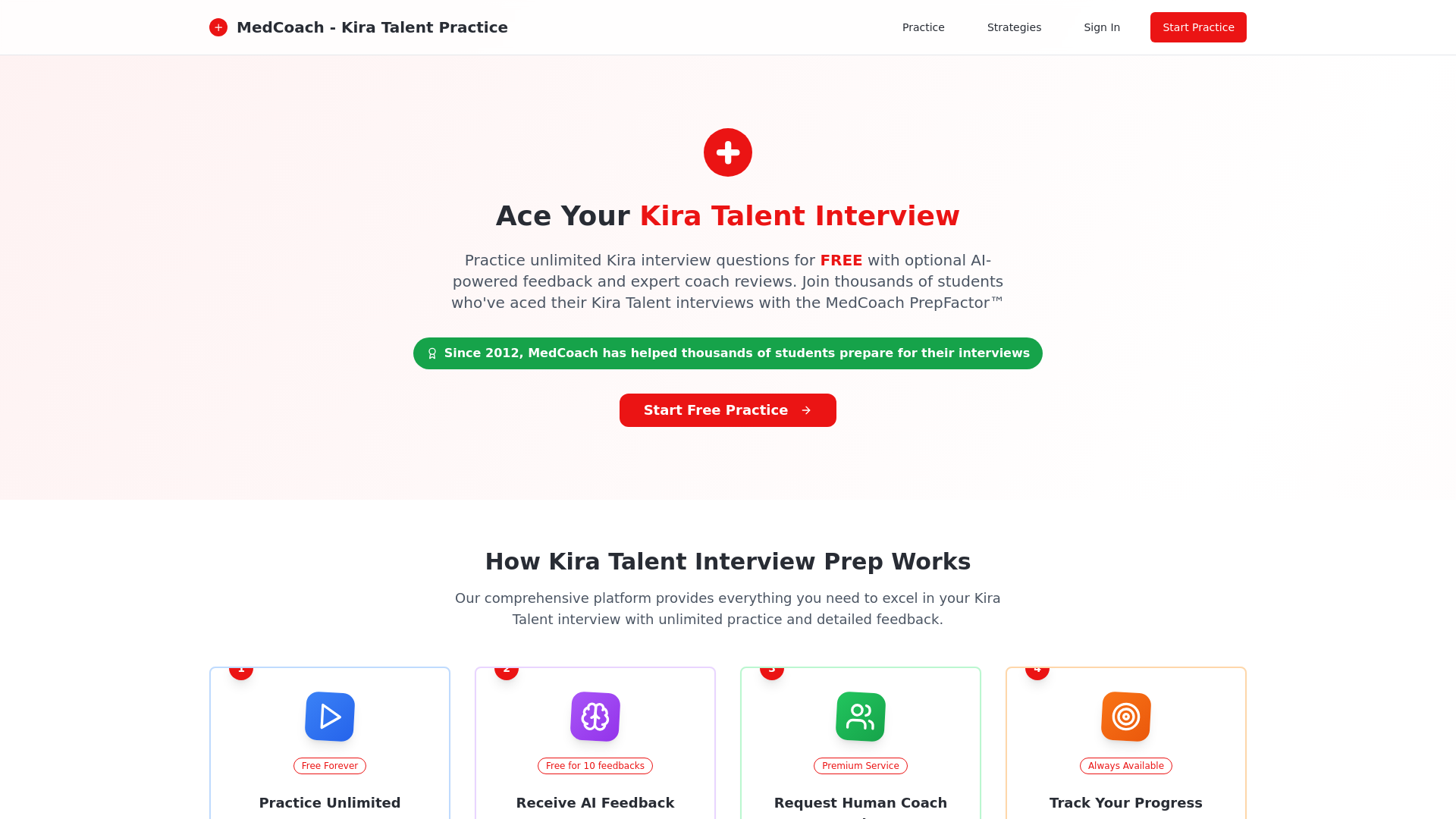 Kira Talent Interview Practice | MedCoach - Ace Your Kira Interview Questions