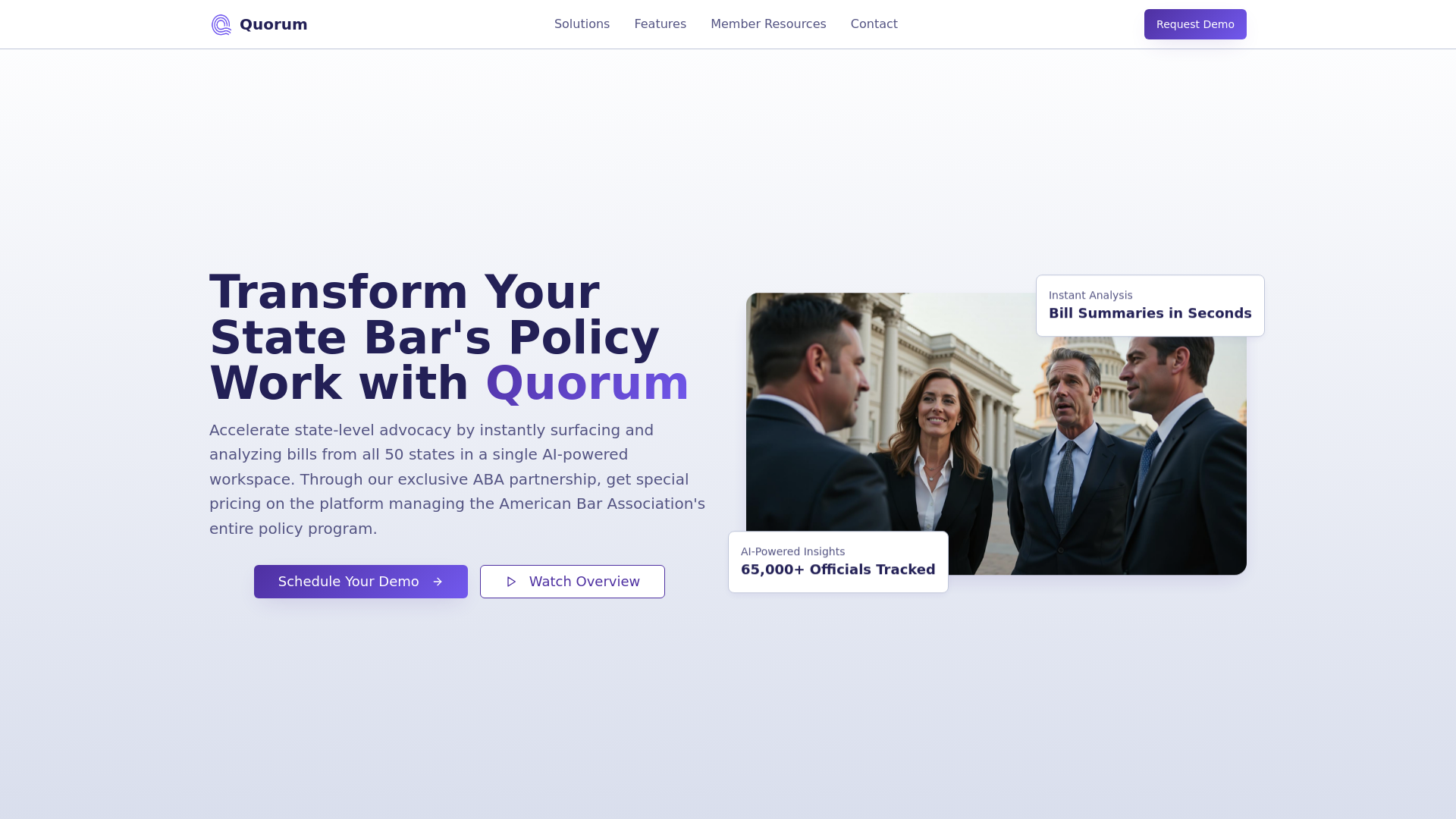 Quorum State - Government Affairs Management for Bar Associations
