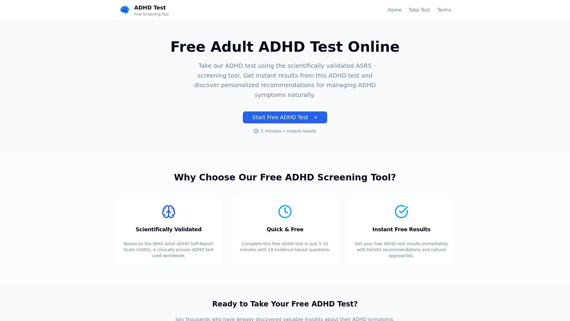 ADHD Screening Tool - ASRS Questionnaire