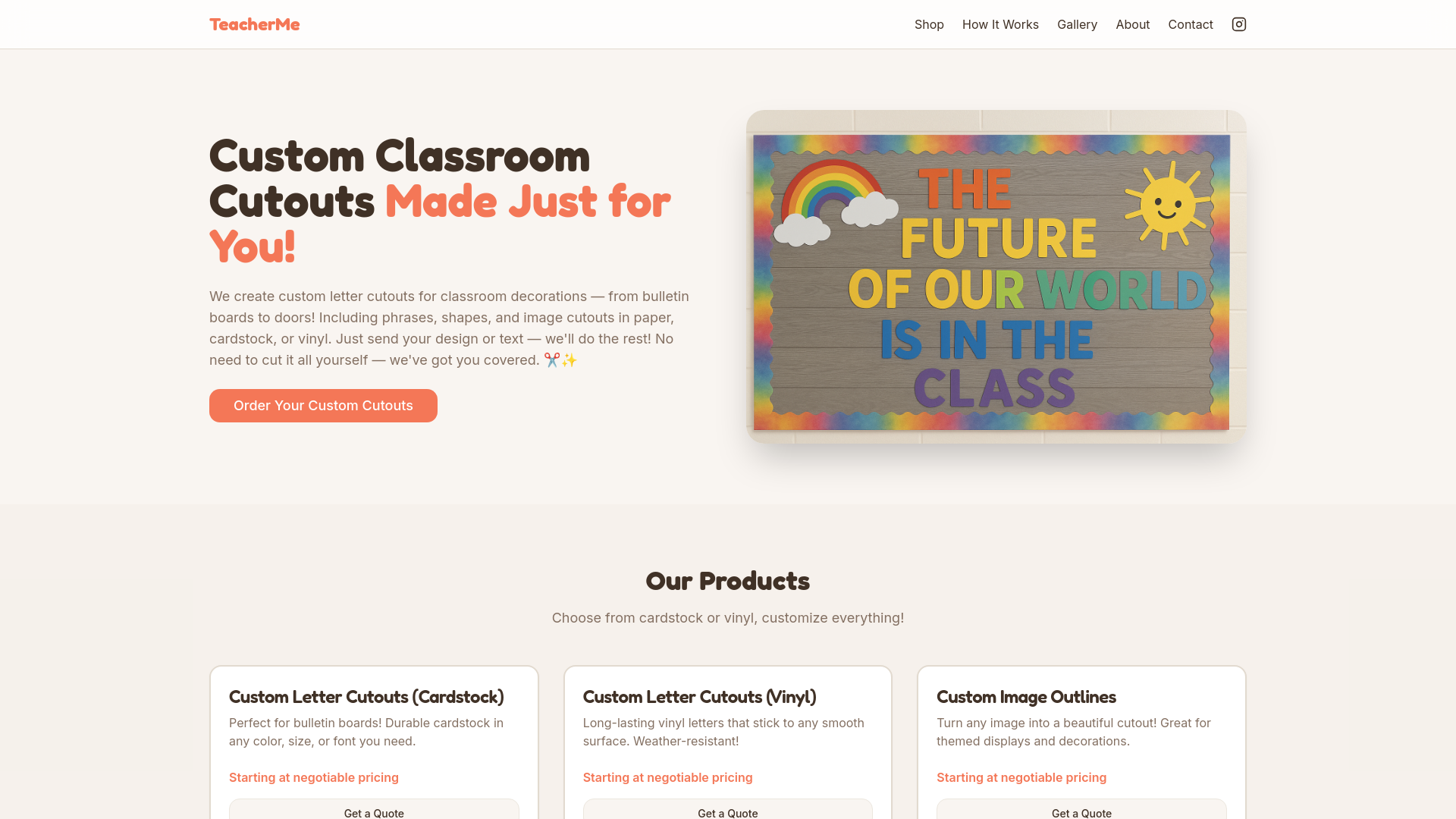 Custom Classroom Cutouts | TeacherMe - Handmade Cardstock & Vinyl Letters