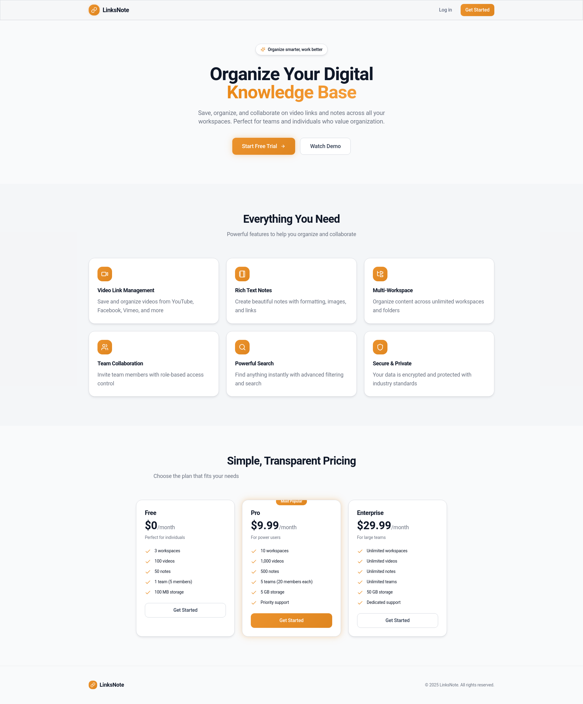 Modern Links Organizer App