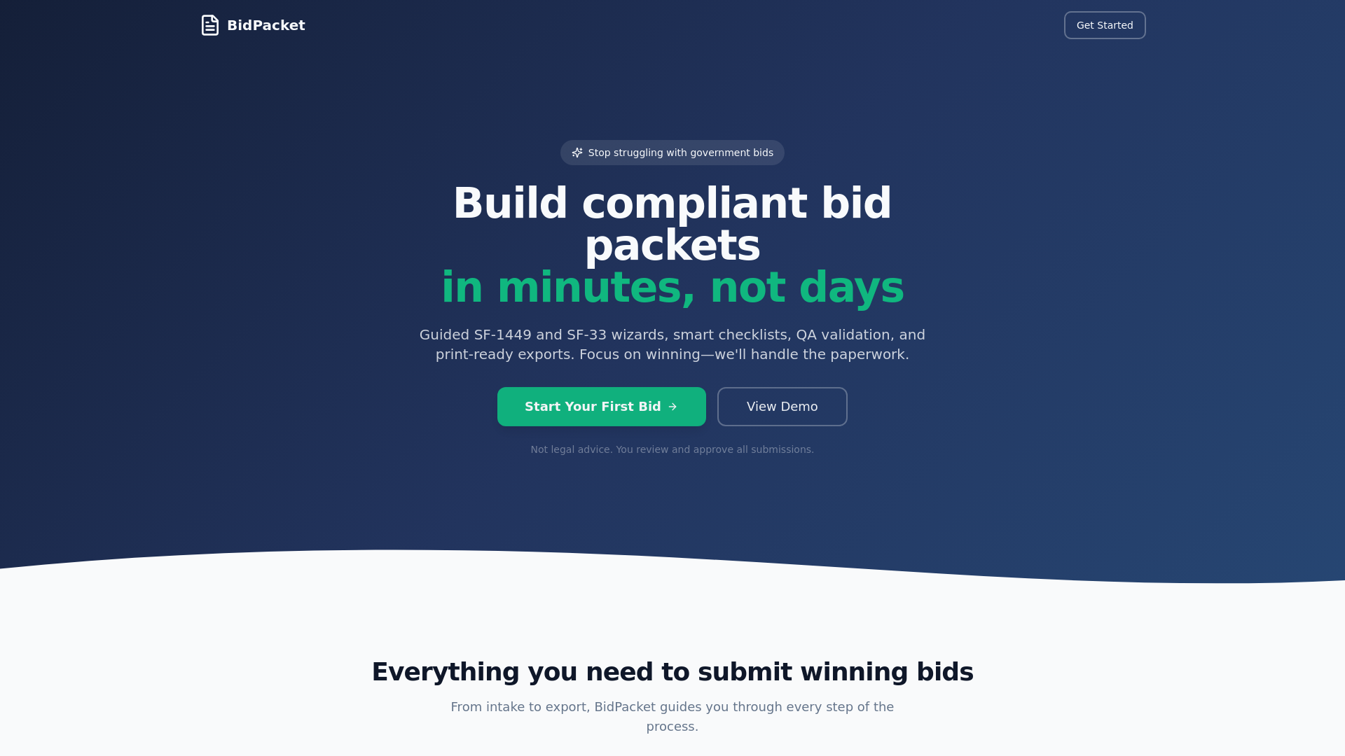 BidPacket - Build Compliant Bid Packets Fast