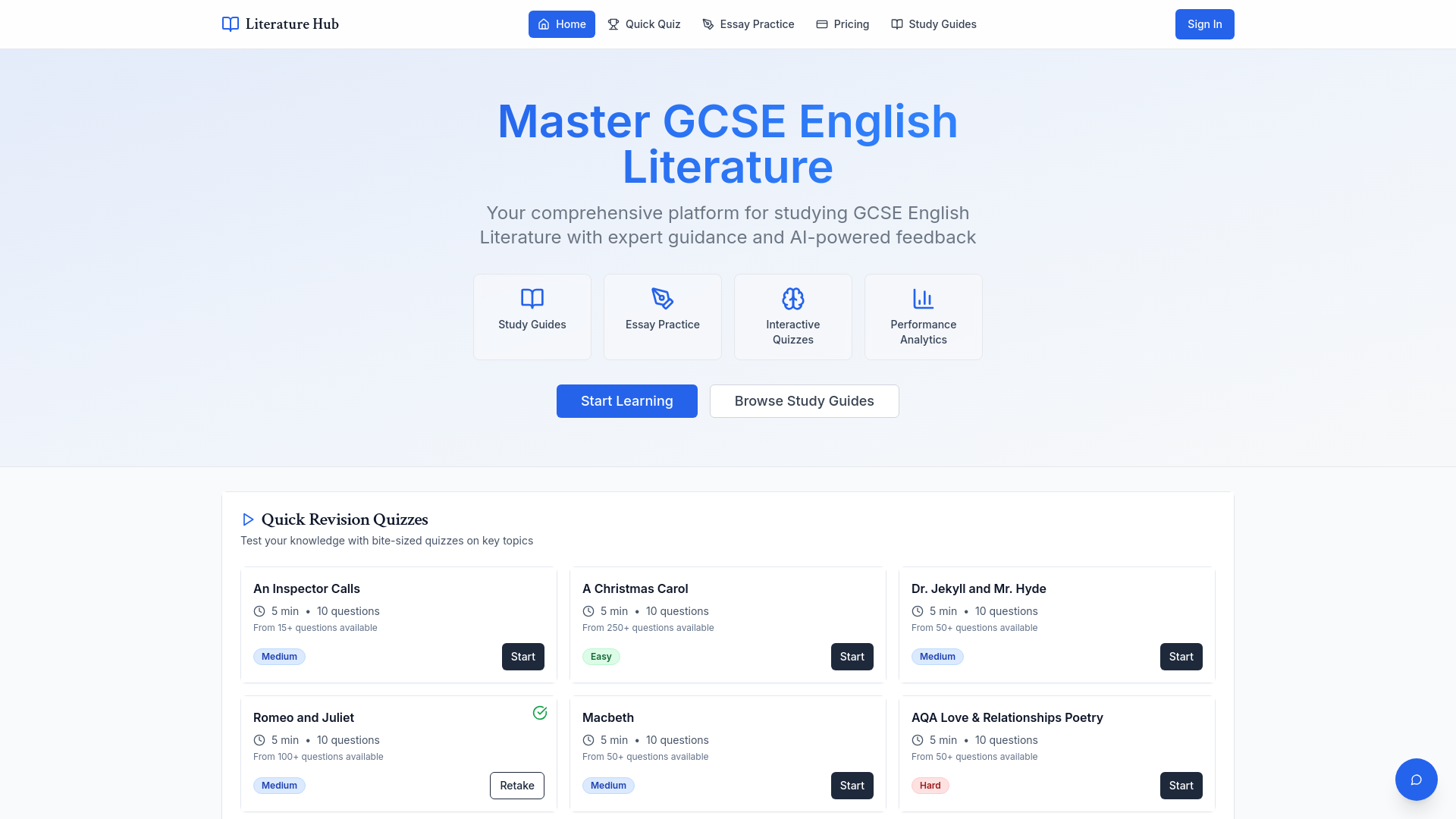 Lit-Hub Revision Quizzes | GCSE English Literature