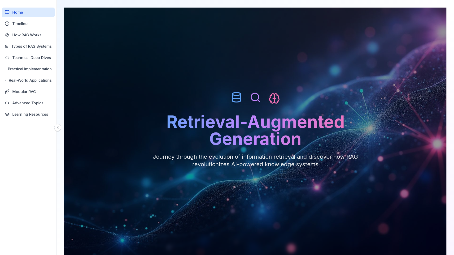 RAG Learning Hub - Interactive Guide to Retrieval-Augmented Generation