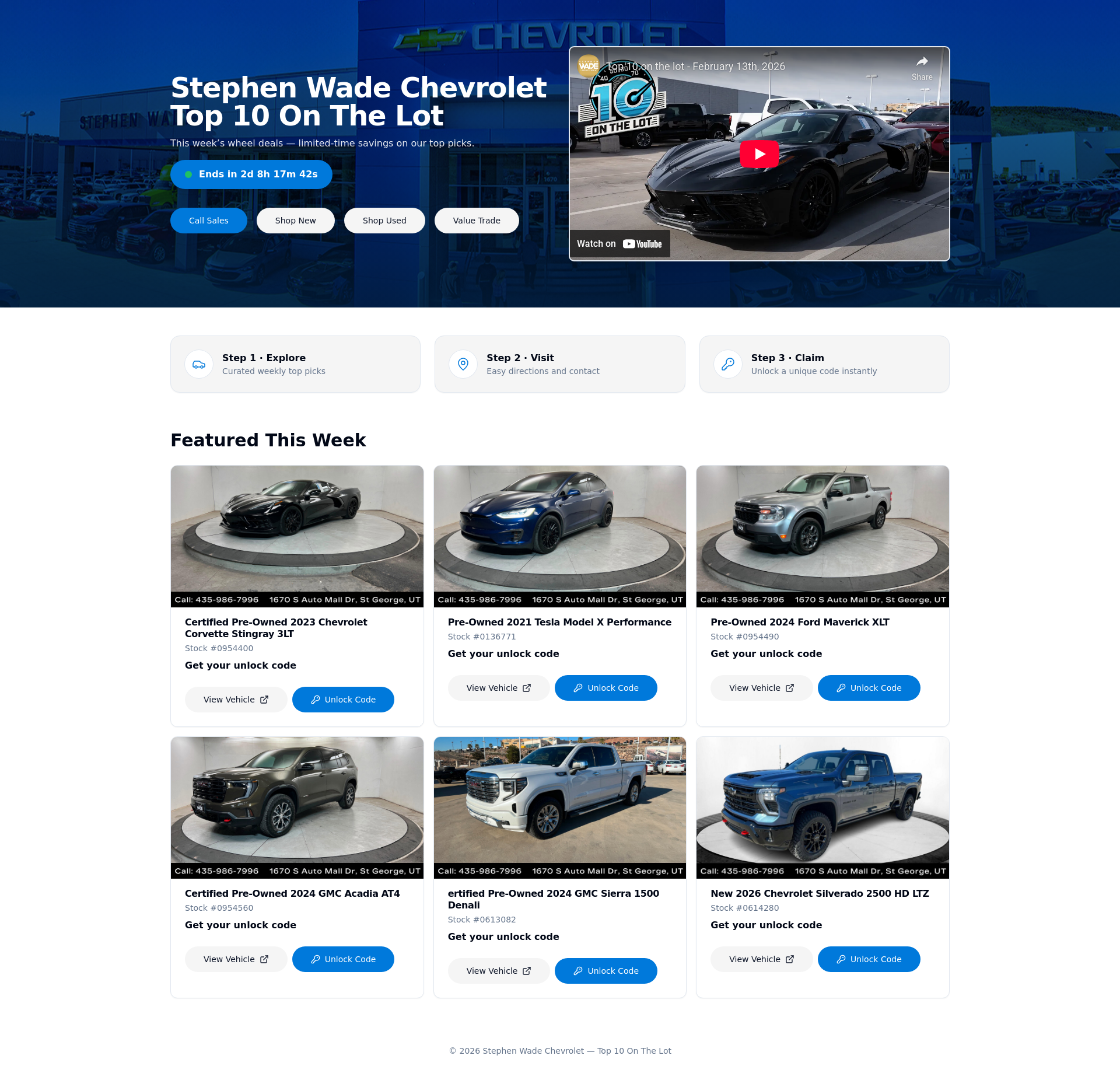Stephen Wade Chevrolet Top 10 On The Lot