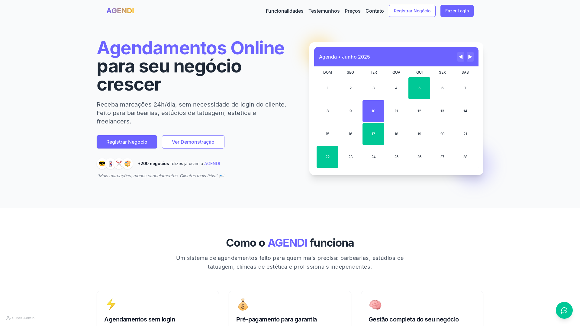 AGENDI - Sistema de Agendamentos Online Para Seu Negócio