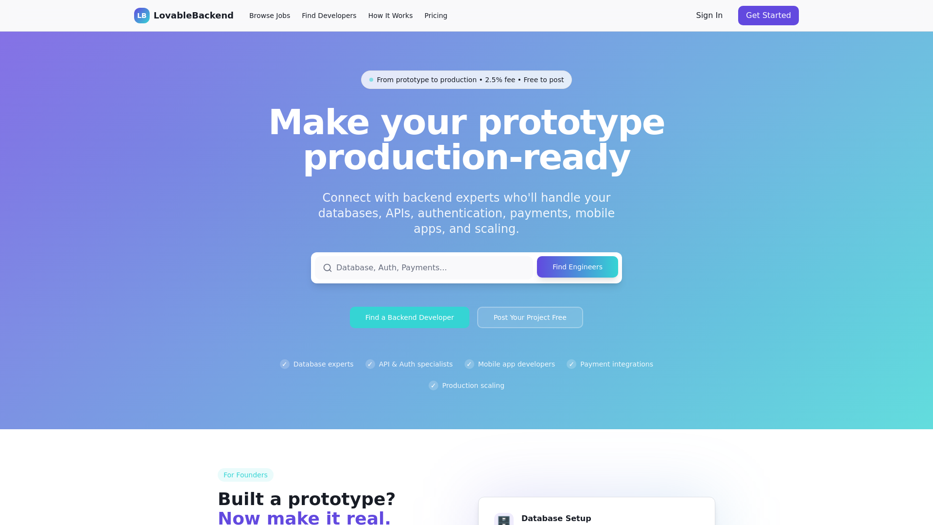 LovableBackend - Make Your Prototype Production-Ready