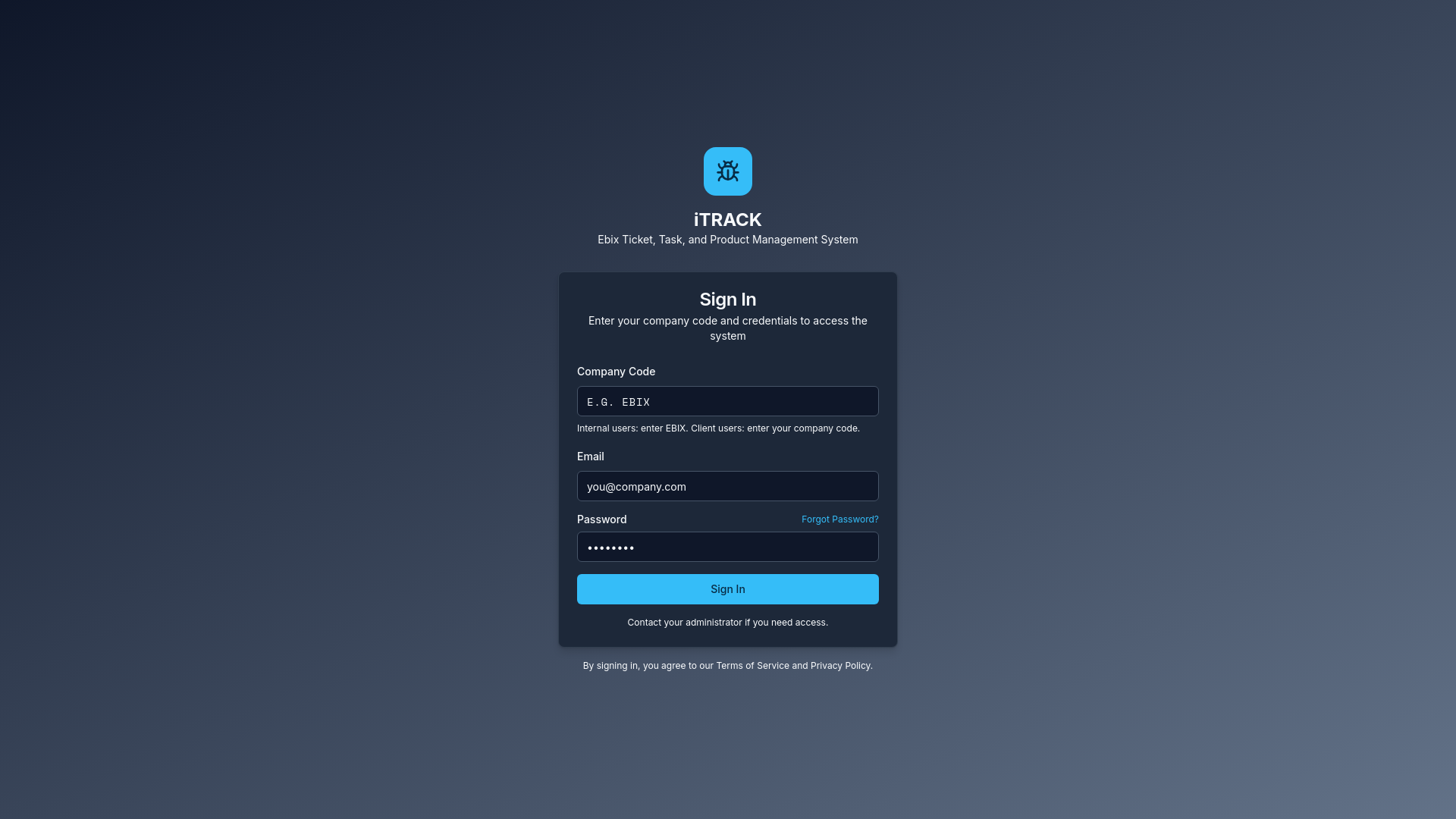 iTRACK - Ebix Ticket, Task, and Product Management System