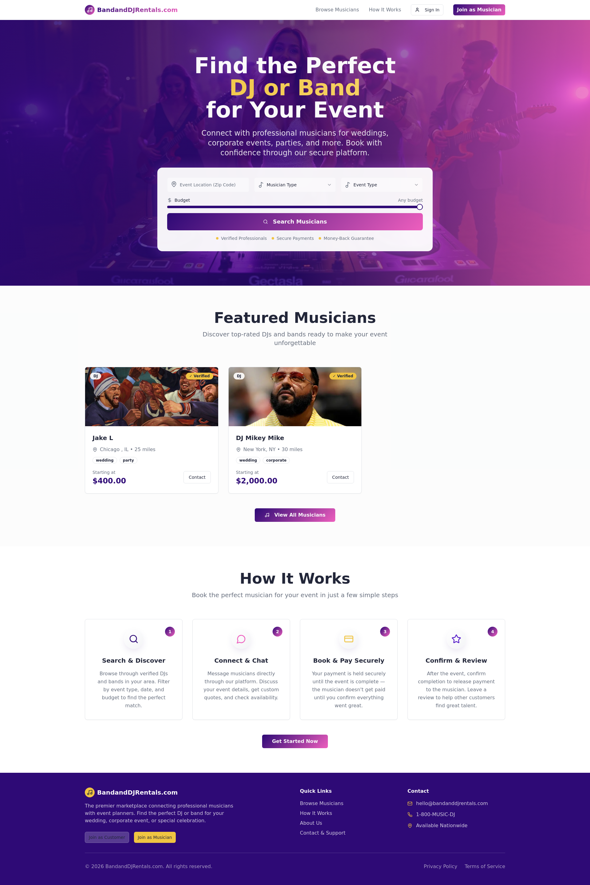 BandandDJRentals.com | Find DJs & Bands for Your Event