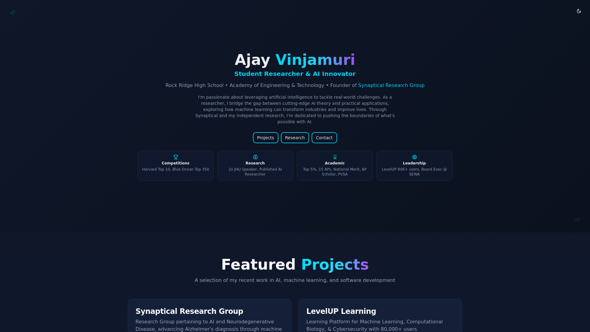 Ajay Vinjamuri | AI Researcher & Student